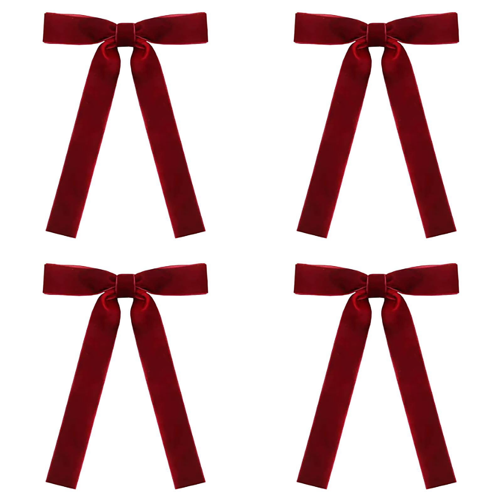 ZYWEyh 4PCS 5.12inch Red Velvet Bows for Christmas Tree,Vintage Velvet ...