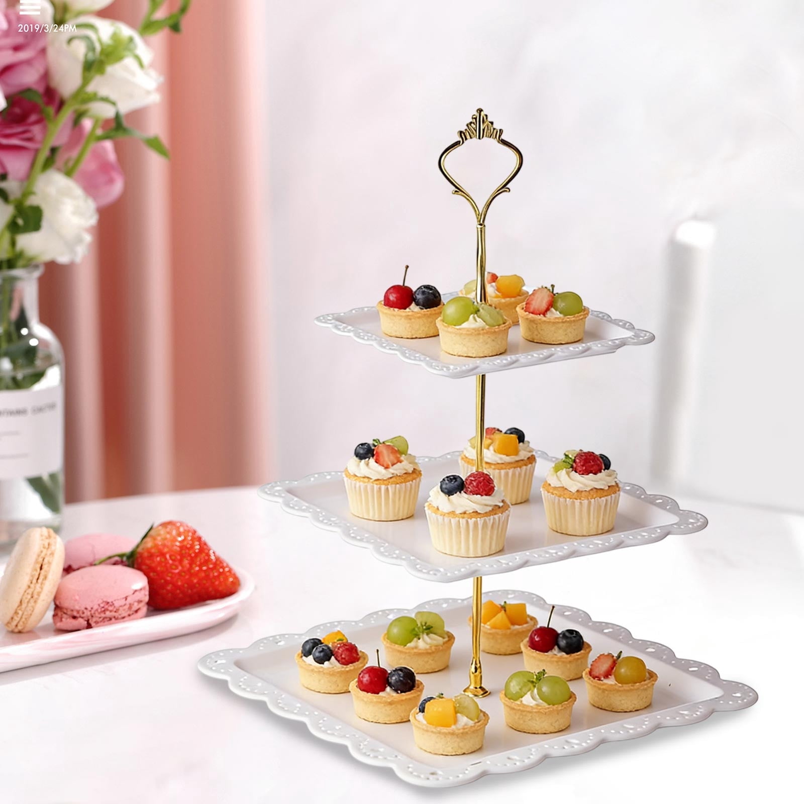 ZYXWVU Three Tier Dessert Stand Square Fruit Tray Snack Display Stand ...