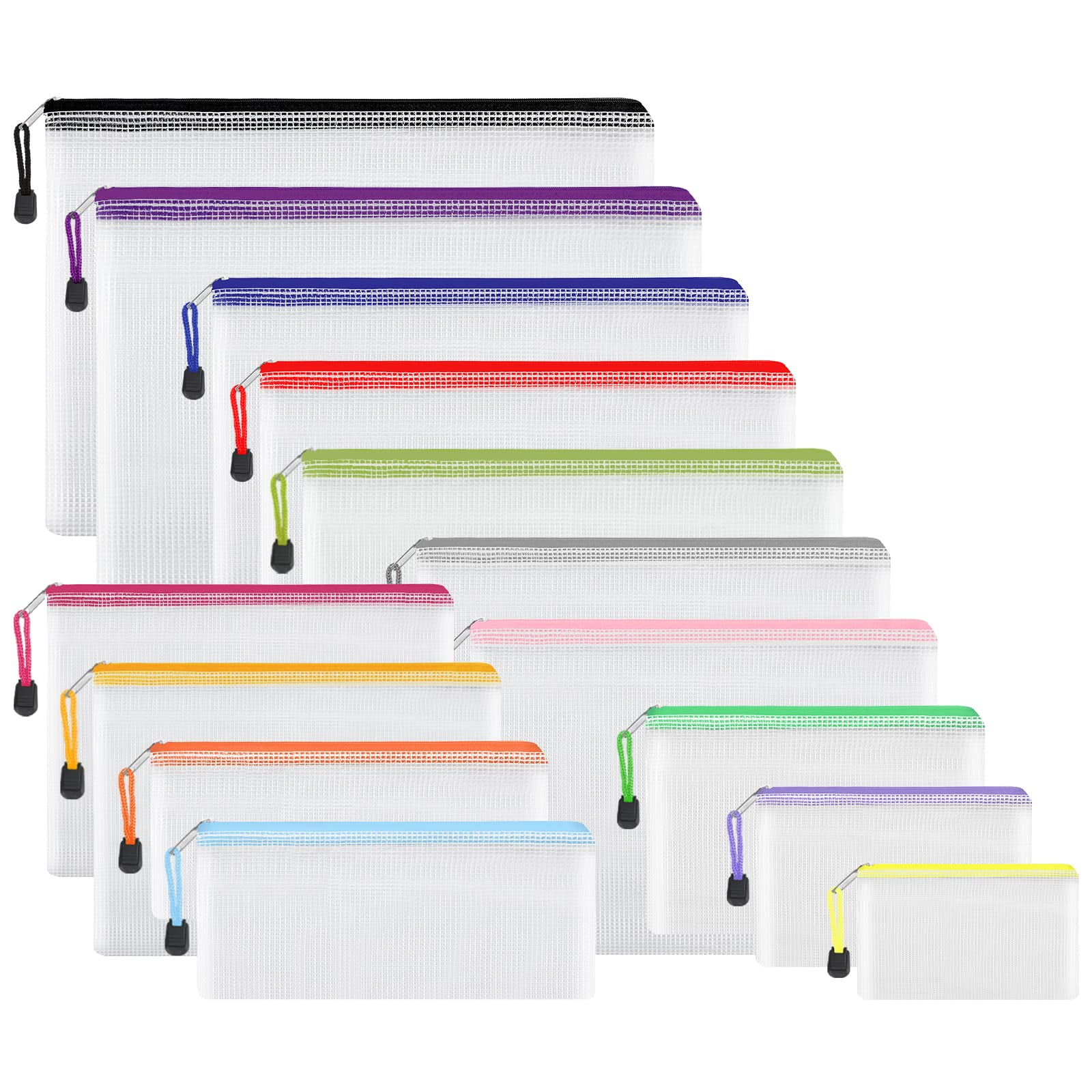 ZZ 30pcs Mesh Zipper Pouch Bags, 8 Sizes Plastic Zipper Bags, 8 Colors ...