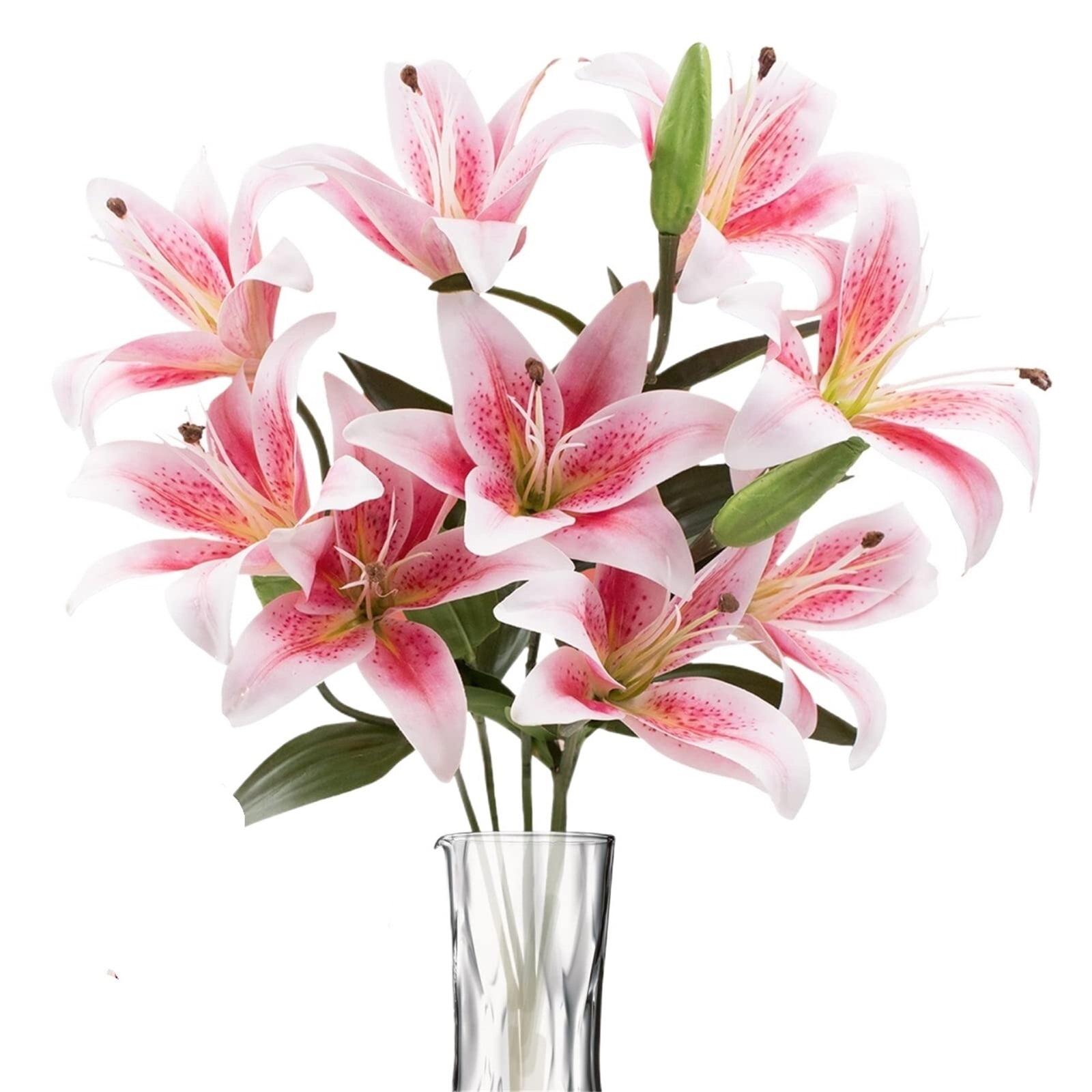 ZZ Artifical Lily Flowers, Long Stem Artificial Stargazer Lilies with 9 ...