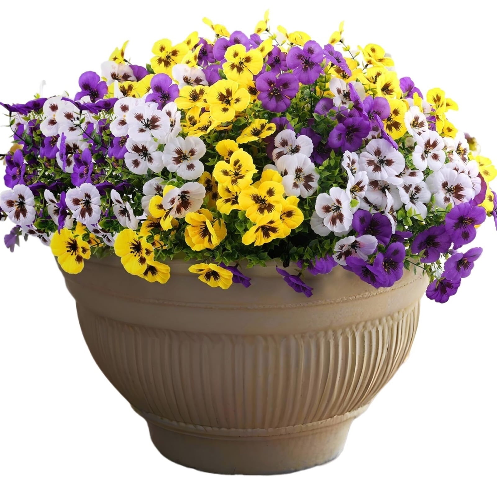 ZZ Artificial Fake Pansy Flowers for Outdoor, Faux UV Resistant Silk ...
