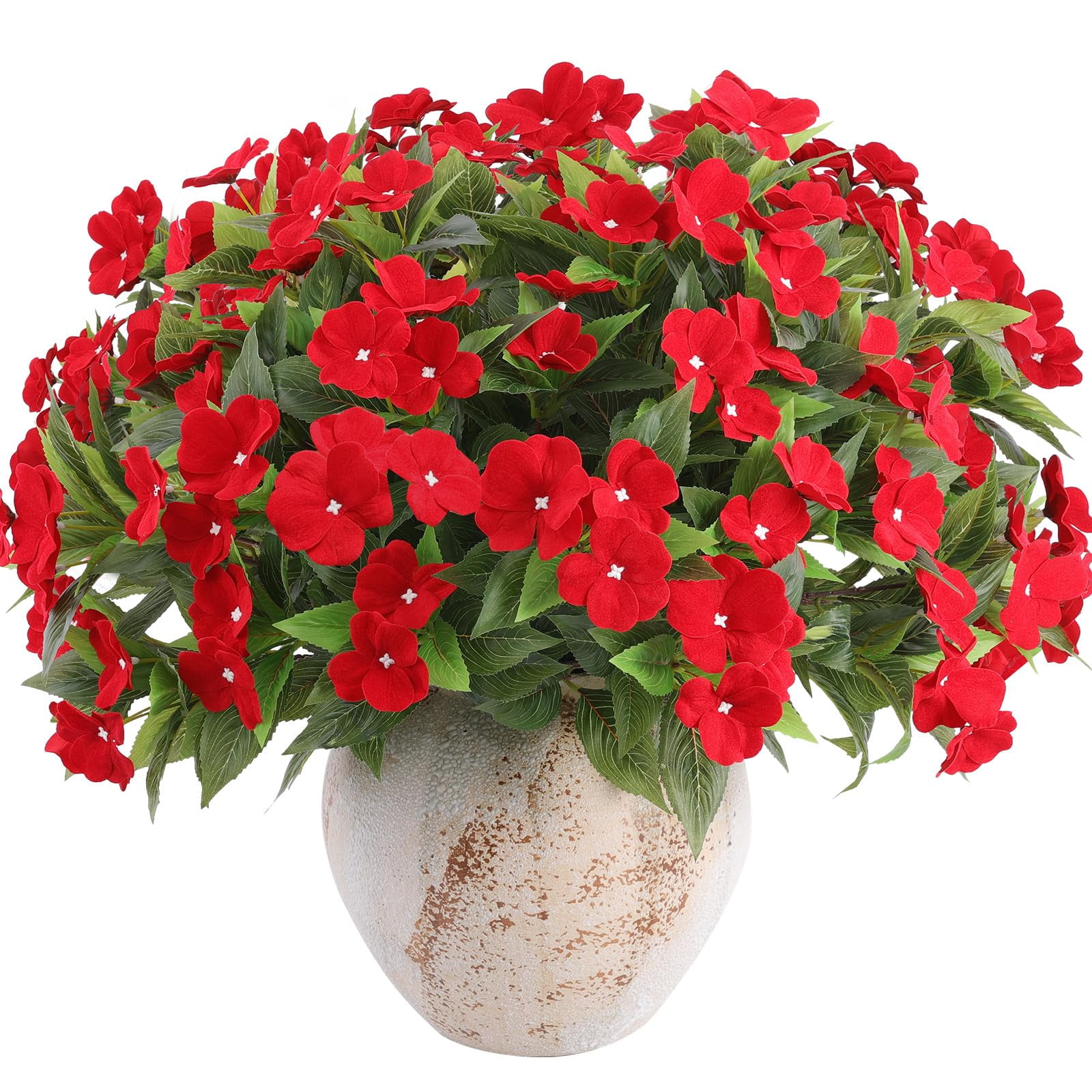 ZZ Artificial Impatiens Flowers for Outdoor Silk Impatiens Flowers Faux ...