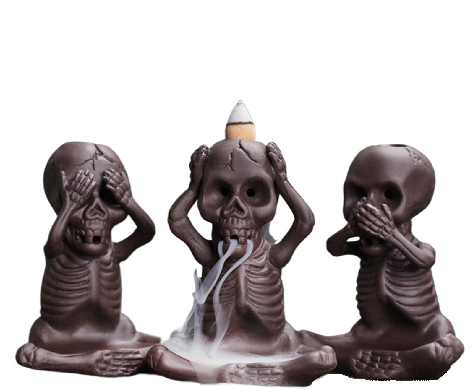 ZZ Backflow Incense Burner Skull Decor Incense Stick Holder Reverse Flow Censer Incense (Set of ...