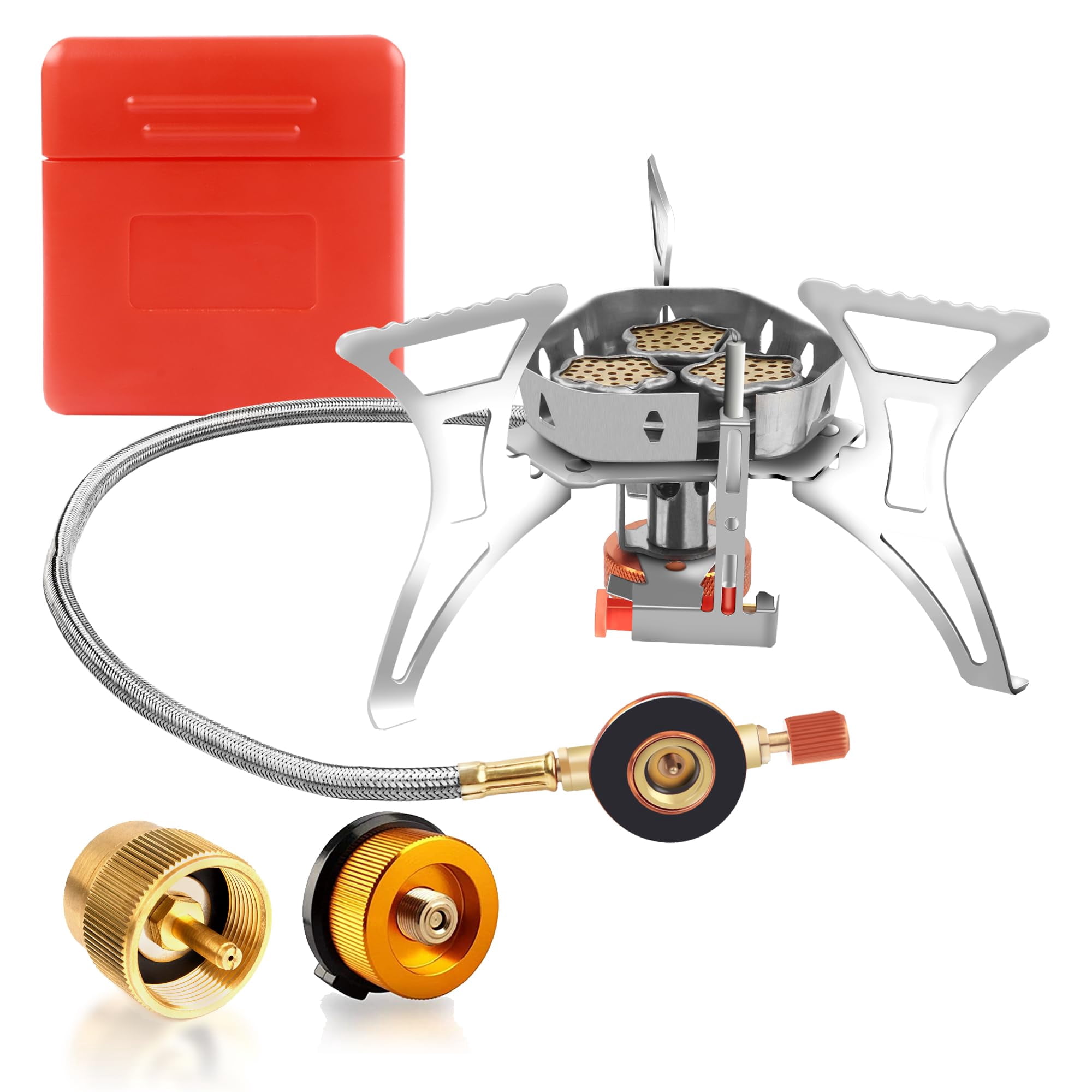 ZZ Camping Stove with Fuel Canister Adapter Portable Collapsible Gas ...