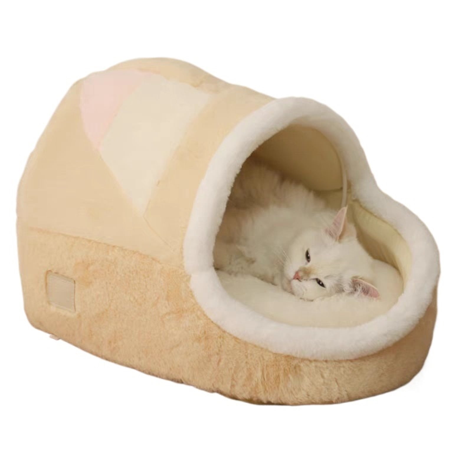 ZZ Cat Bed Ice Cream Beige Sleeping Cage Sponge Nest Kitten Winter Warm Cat Mat Garfield ...