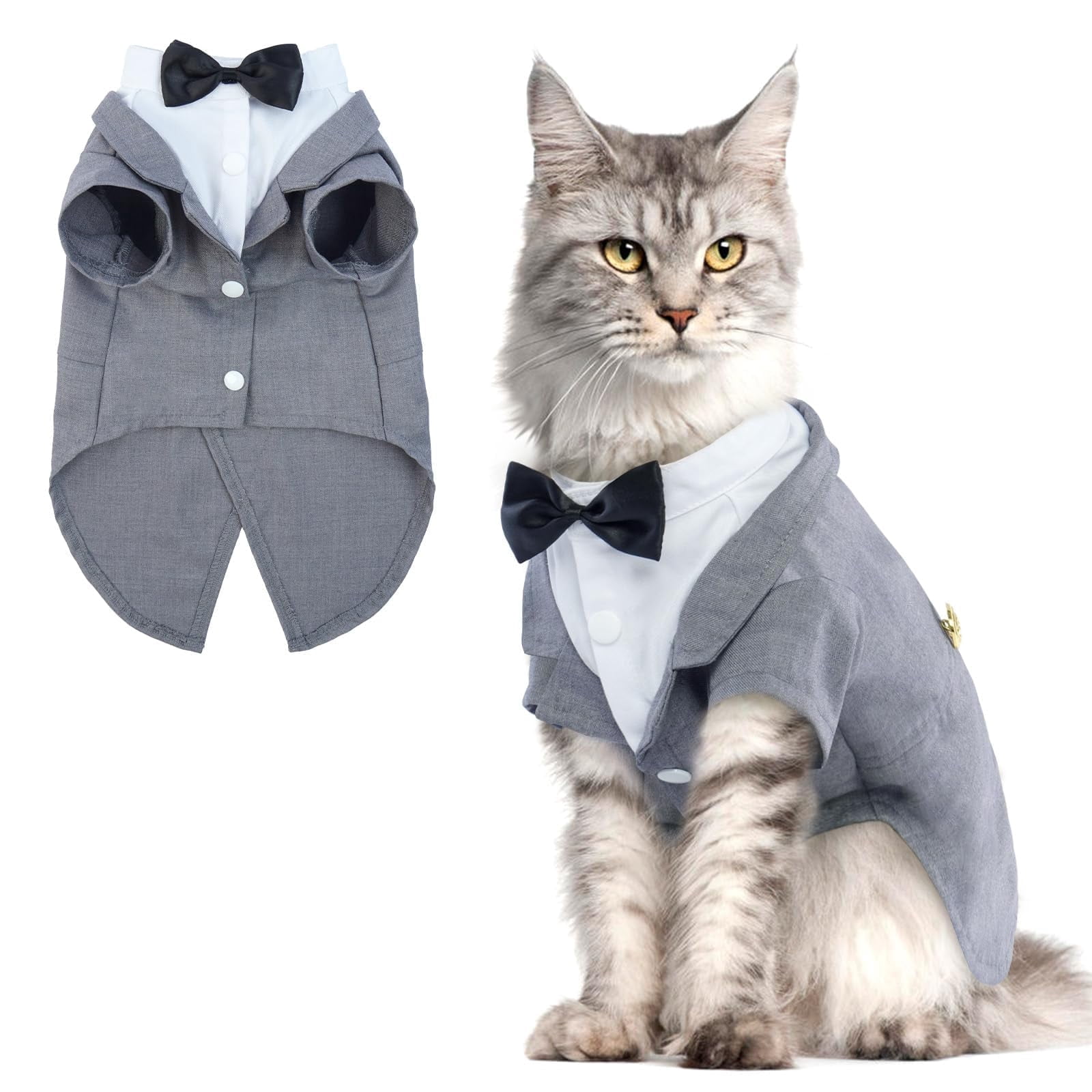 ZZ Cat Tuxedo Suit, Sphynx Cat Suit for Cat with Bow Tie, Halloween ...