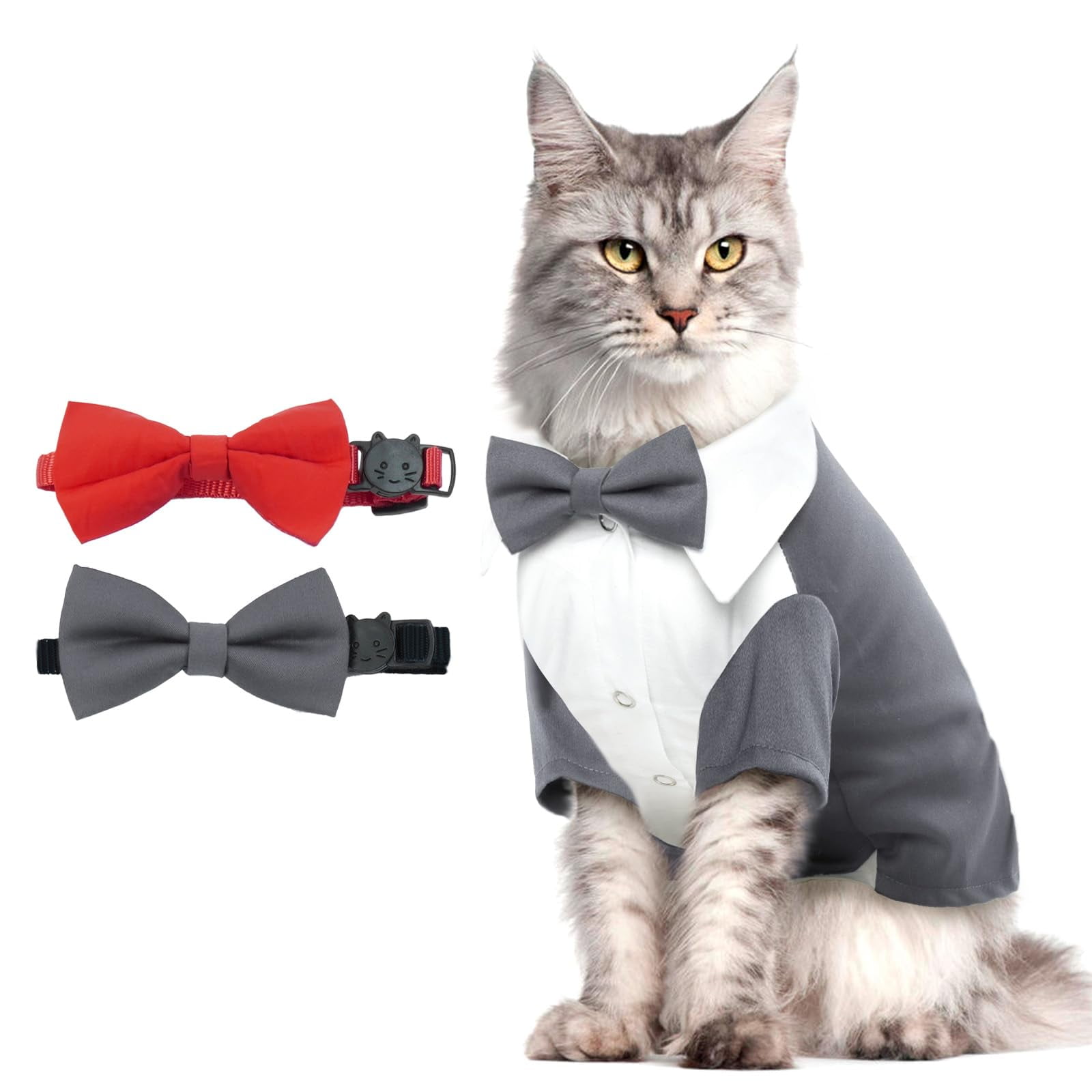 ZZ Cat Tuxedo Suit, Sphynx Cat Suit for Cat with Two Bow Tie, Cat ...