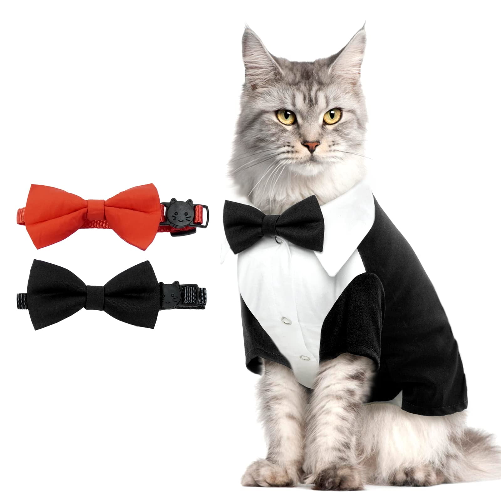 ZZ Cat Tuxedo Suit, Sphynx Cat Suit for Cat with Two Bow Tie, Cat ...