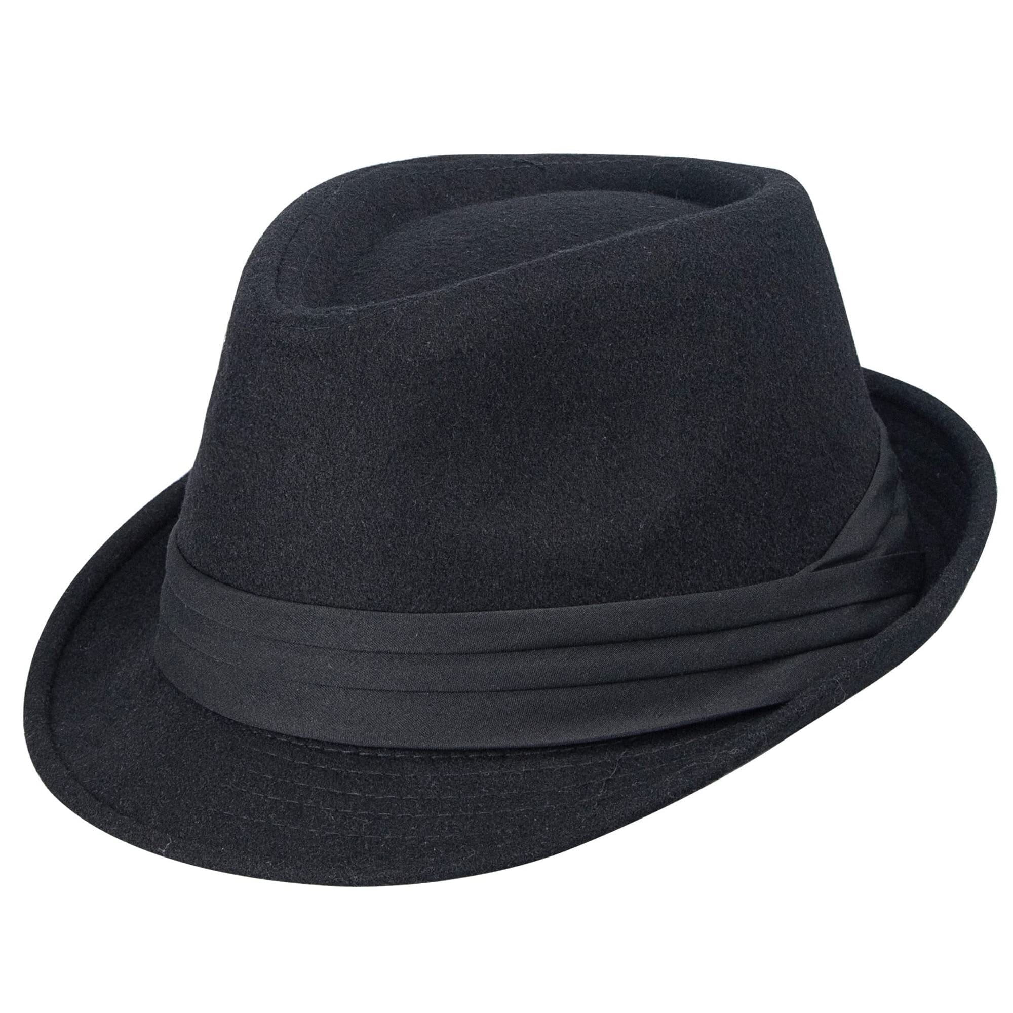ZZ Classic Manhattan- Mens Short Brim Structured-Gangster Felt Hat for ...