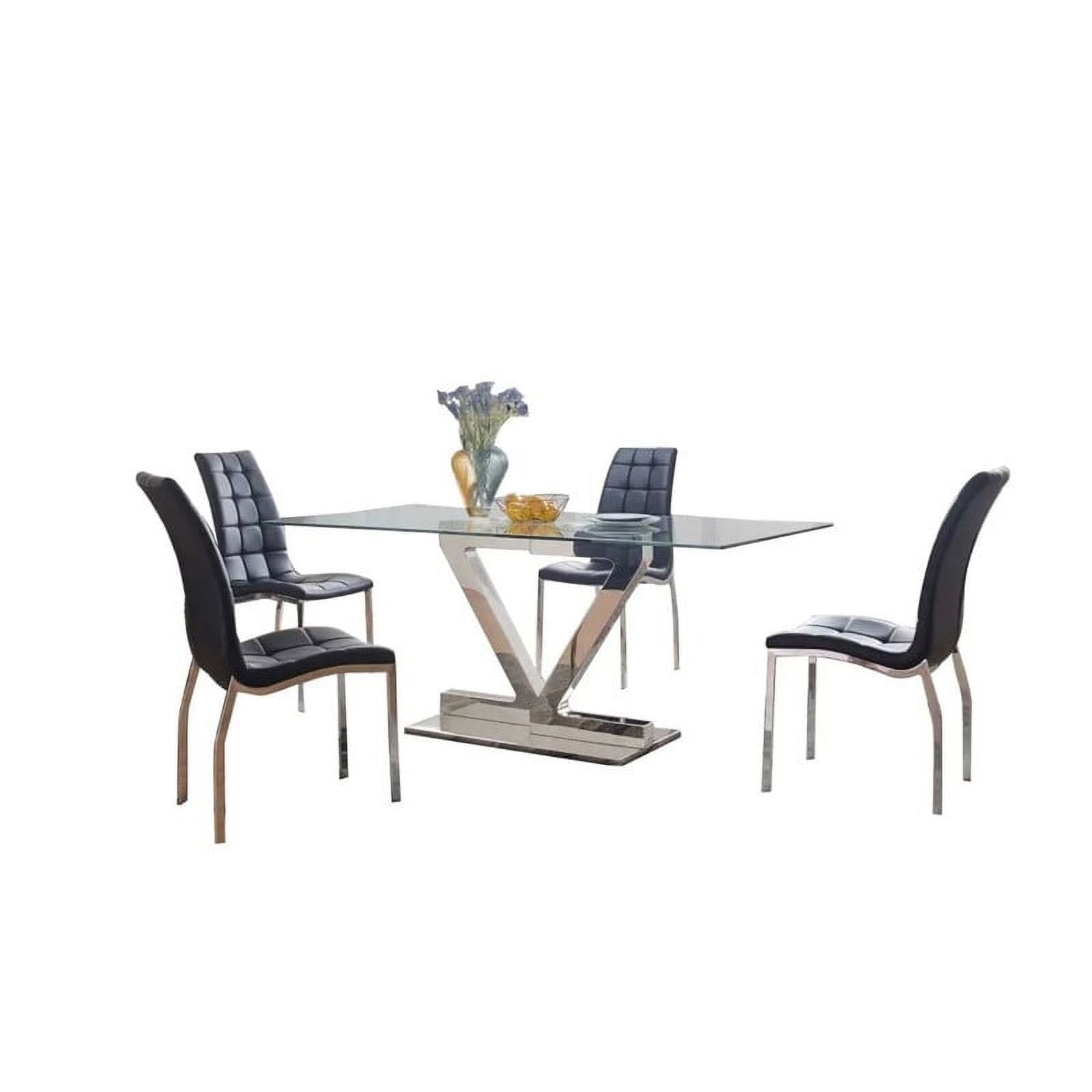 ZZ Dining Table with 365 Chair Dining Set in Silver & Black, 5-Piece ...