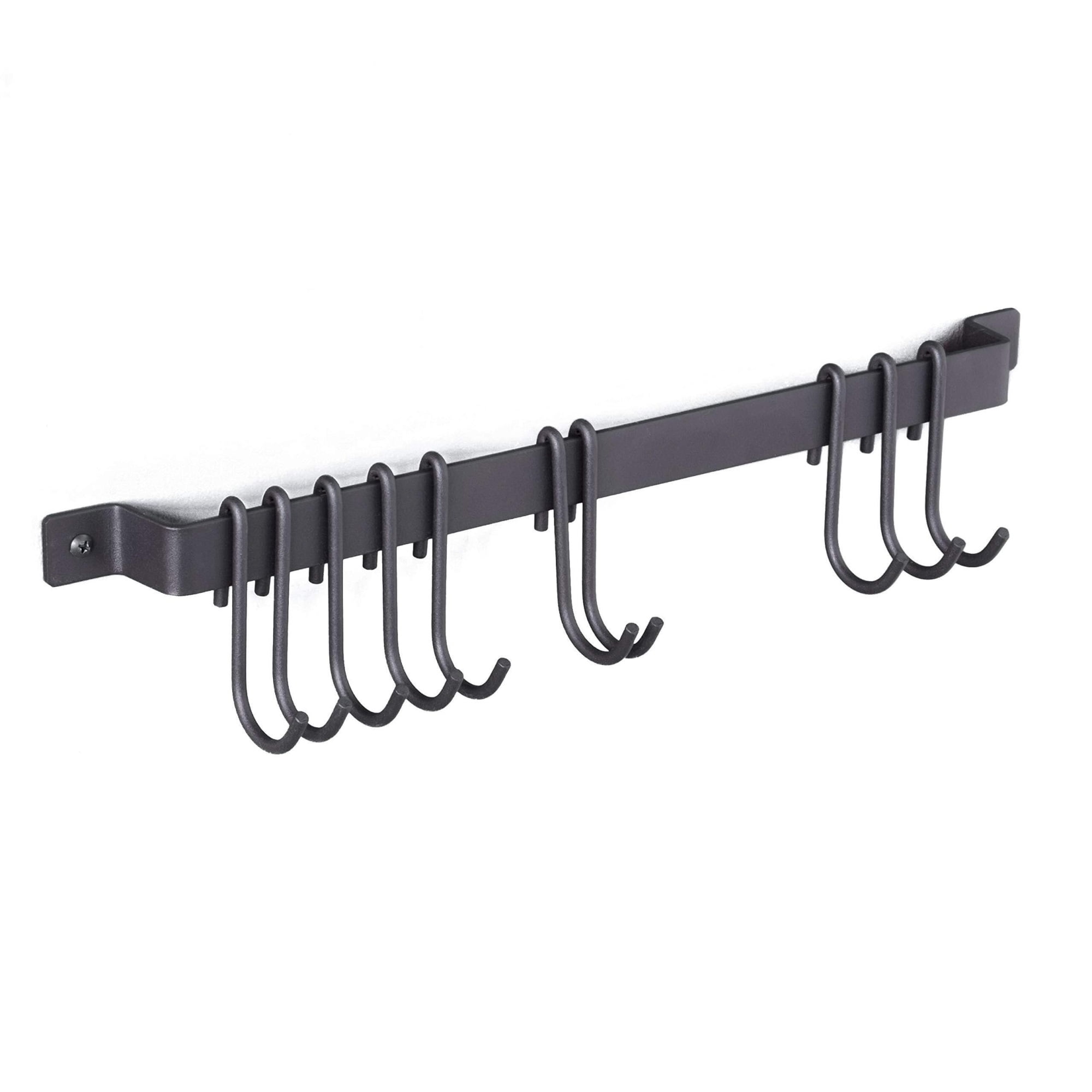 ZZ Gourmet Kitchen Rail with 10 Hooks, Wall Mounted Wrought Iron ...