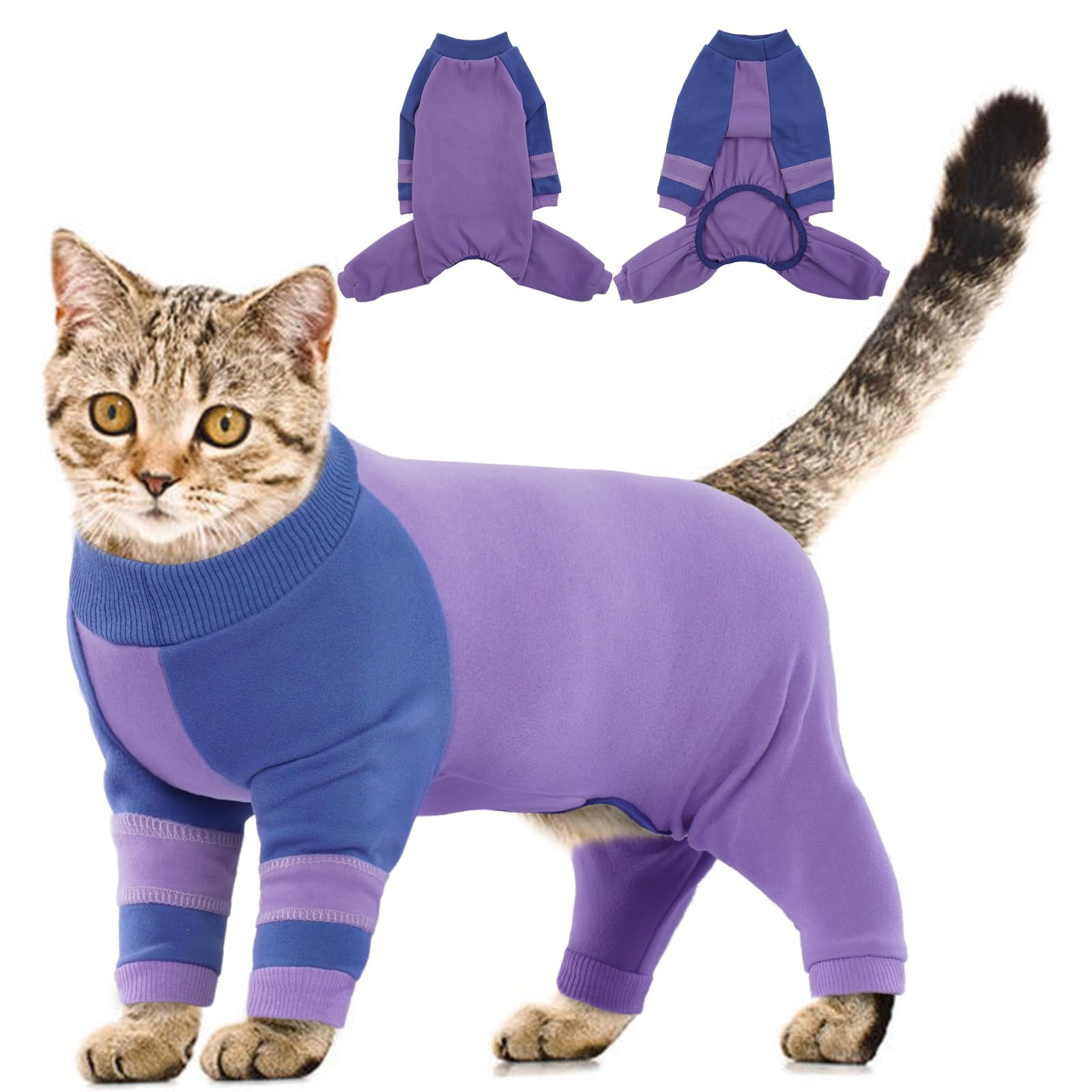 ZZ Sticky Hair Cat Clothes,Cat Recovery Suit Cat Pajamas for Cats Only ...