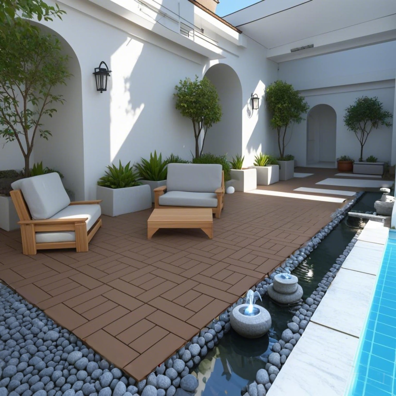 ZZ Style 12" Patio Deck Tiles, DIY Module Interlocking Decking Tiles ...