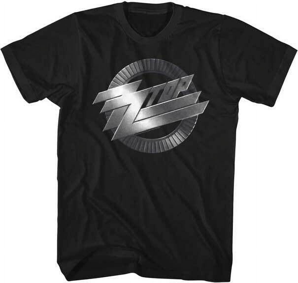 ZZ Top Chrome Metal Badge Logo Men's T Shirt Rock Music Band Merch ...