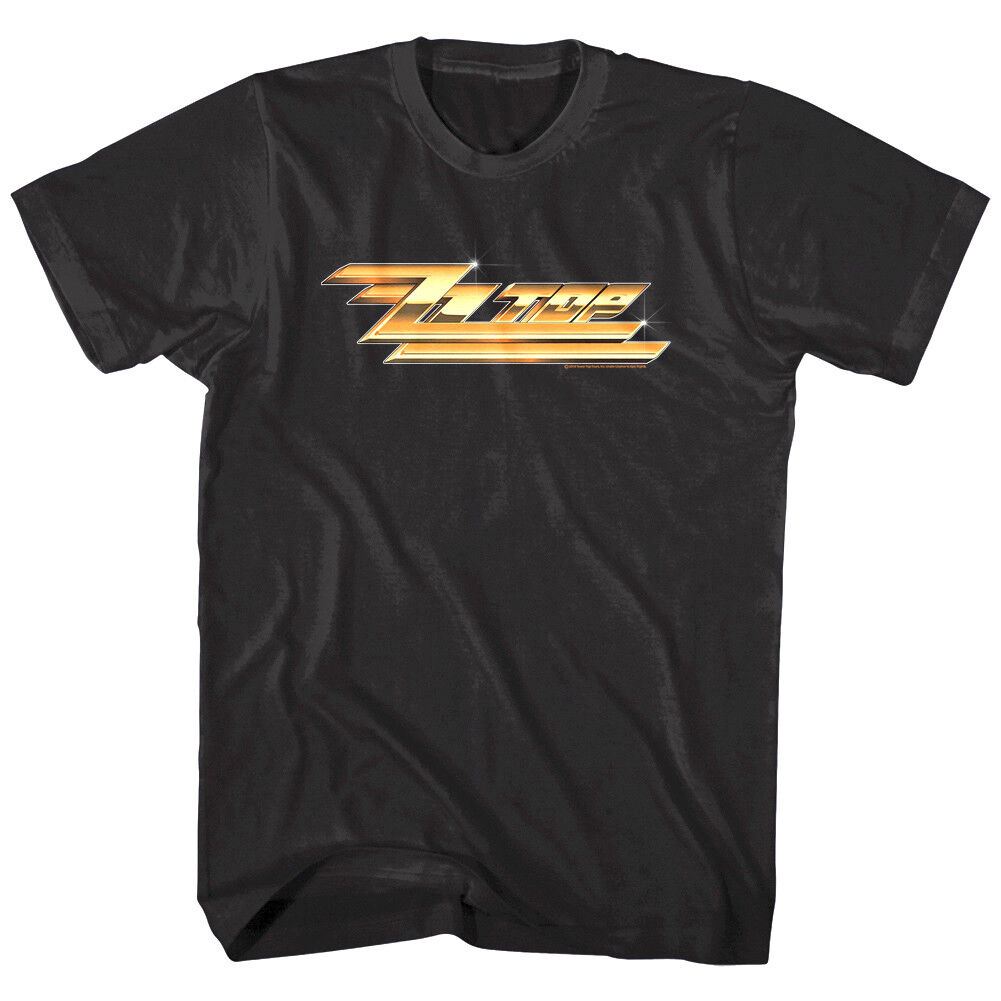 ZZ Top Rock Band Gold Logo Men's T Shirt Beards Album Music Concert ...