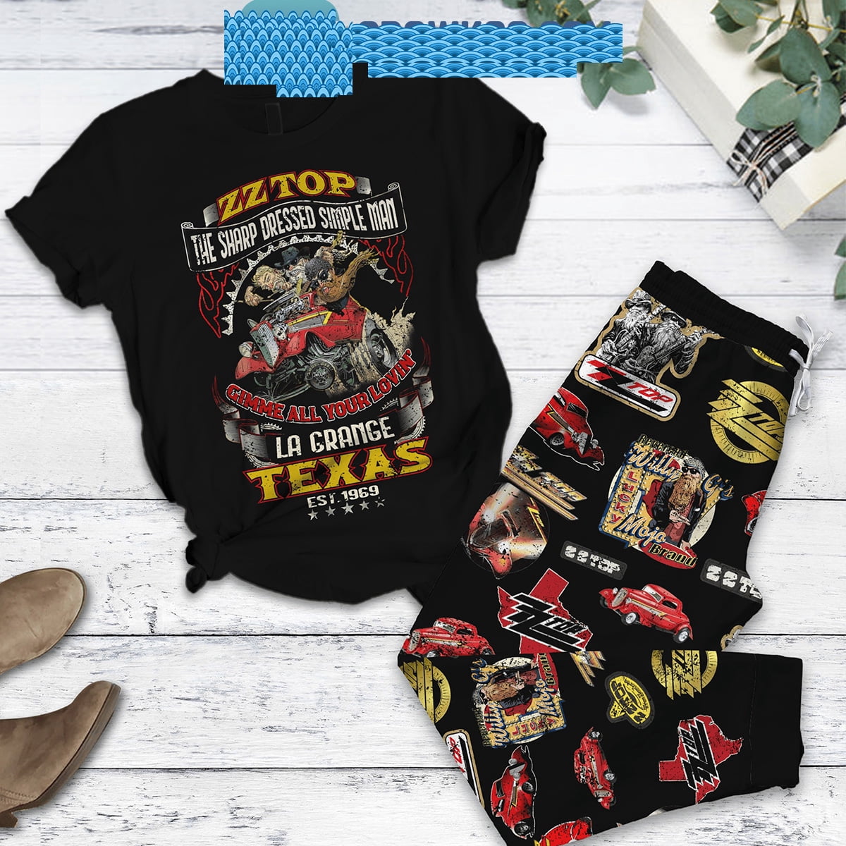 ZZ Top The Sharp Dressed Simple Man Pajamas Set Short Sleeve Long Pant ...