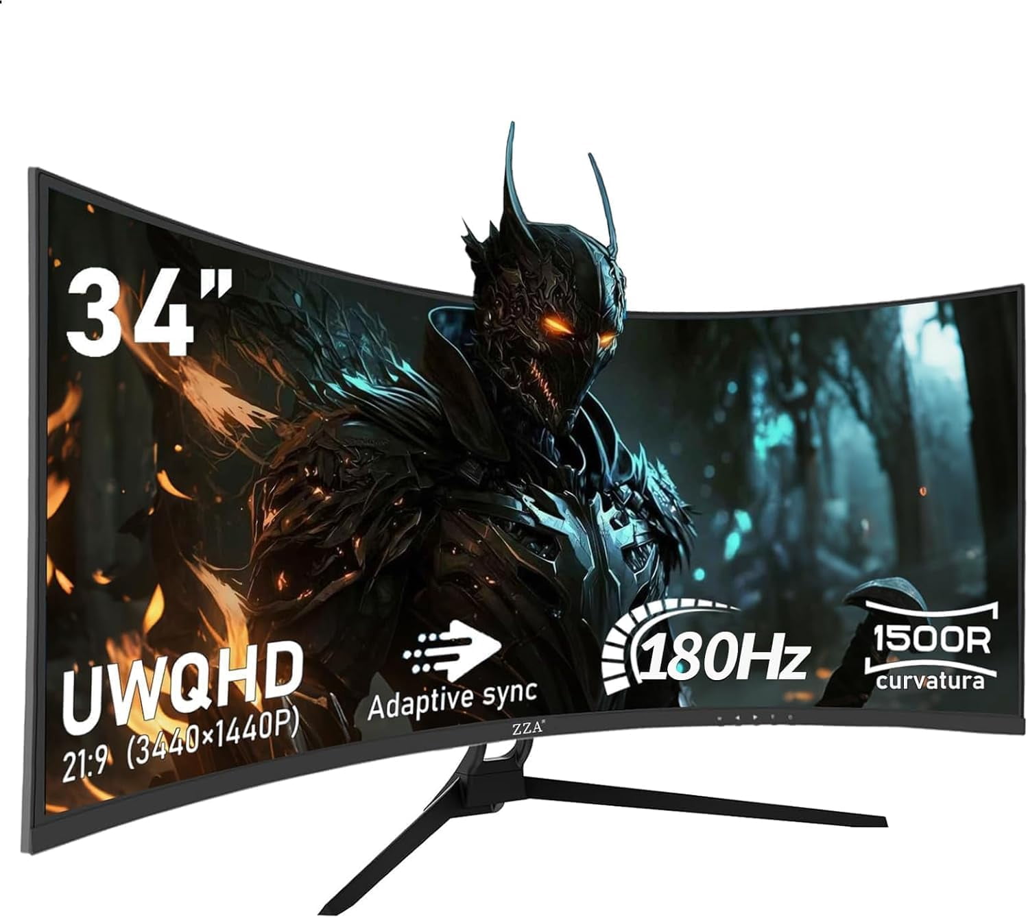 ZZA 34" Curved Ultrawide Gaming Monitor, WQHD 3440x1440 180Hz, 1500R VA ...