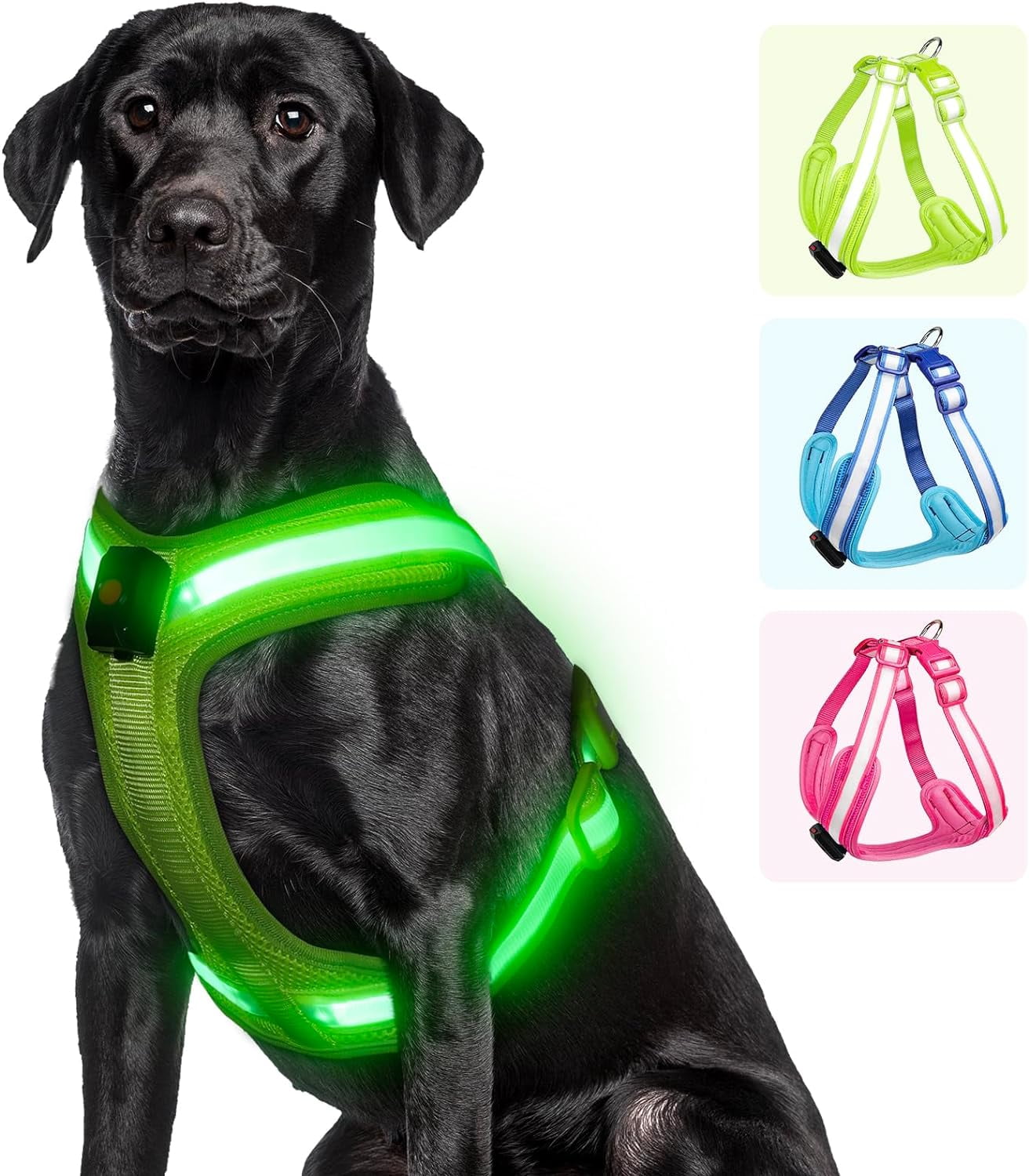 ZZCCC Dog Harness - LED Dog Harness Rechargeable, No Choke Illuminated ...