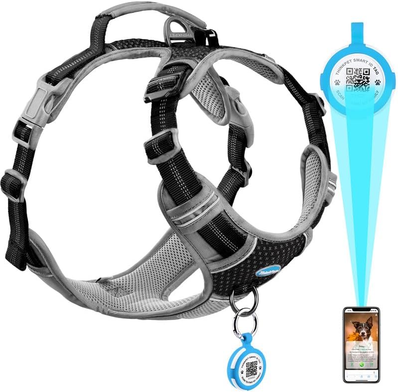 ZZCCC No Pull Harness for Small, Medium, Large Dogs with Airtags Holder ...