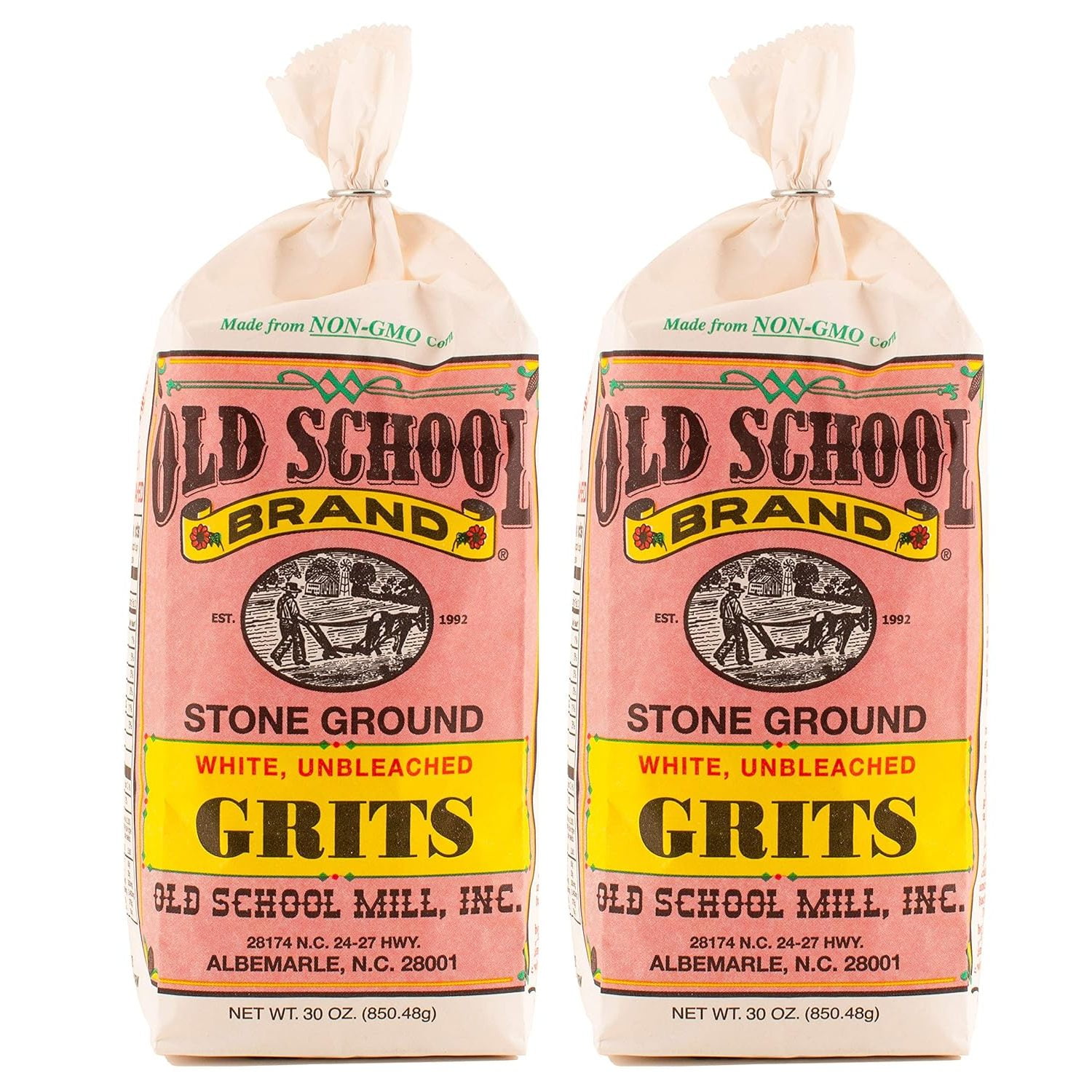ZZCF Stone Ground White Corn Grits Non-GMO 30 Ounce Bags (Pack of 2 ...