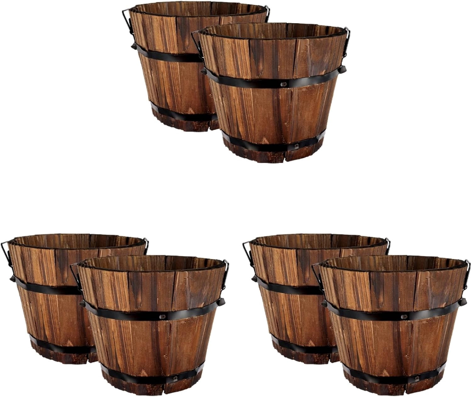 ZZDHP 6 Pcs Flowerpot Round Flower Bucket Whiskey Bucket Wooden Outdoor ...