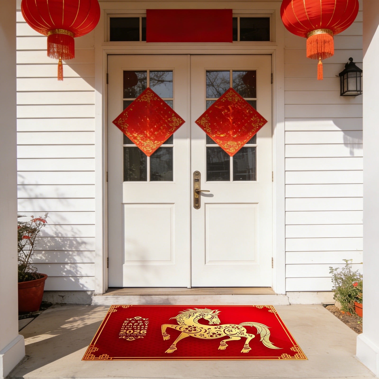 ZZERHUOO 2026 Year Door Mat Horse Year Velvet Entrance Rug Non Welcome ...