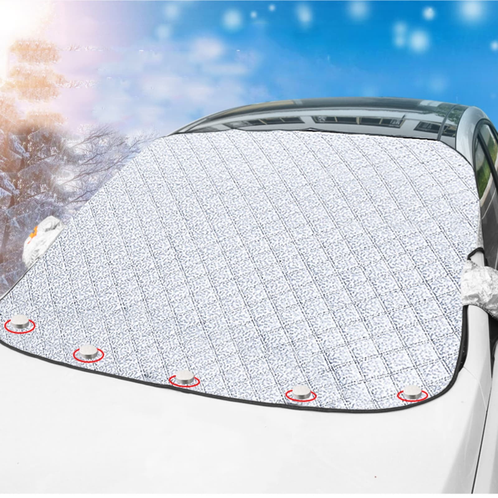 ZZERHUOO 4 Layer Windshield Cover Thermal Insulation & Frost With Easy ...