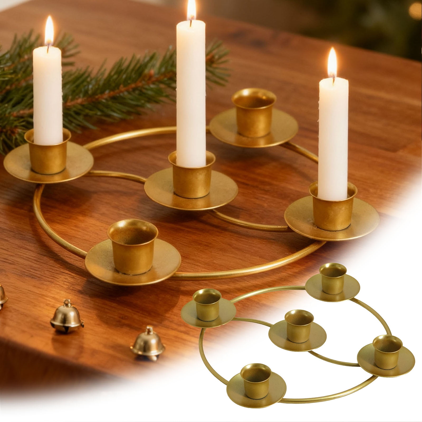 ZZERHUOO Advent Wreath Candle Holder Round Advent Candle Holders For 5 ...