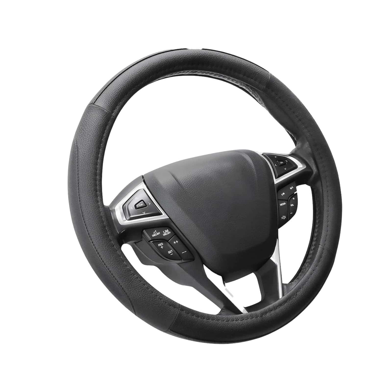 ZZERHUOO Black Super Fiber Steering Wheel Cover Universal 15 Inch 16 ...