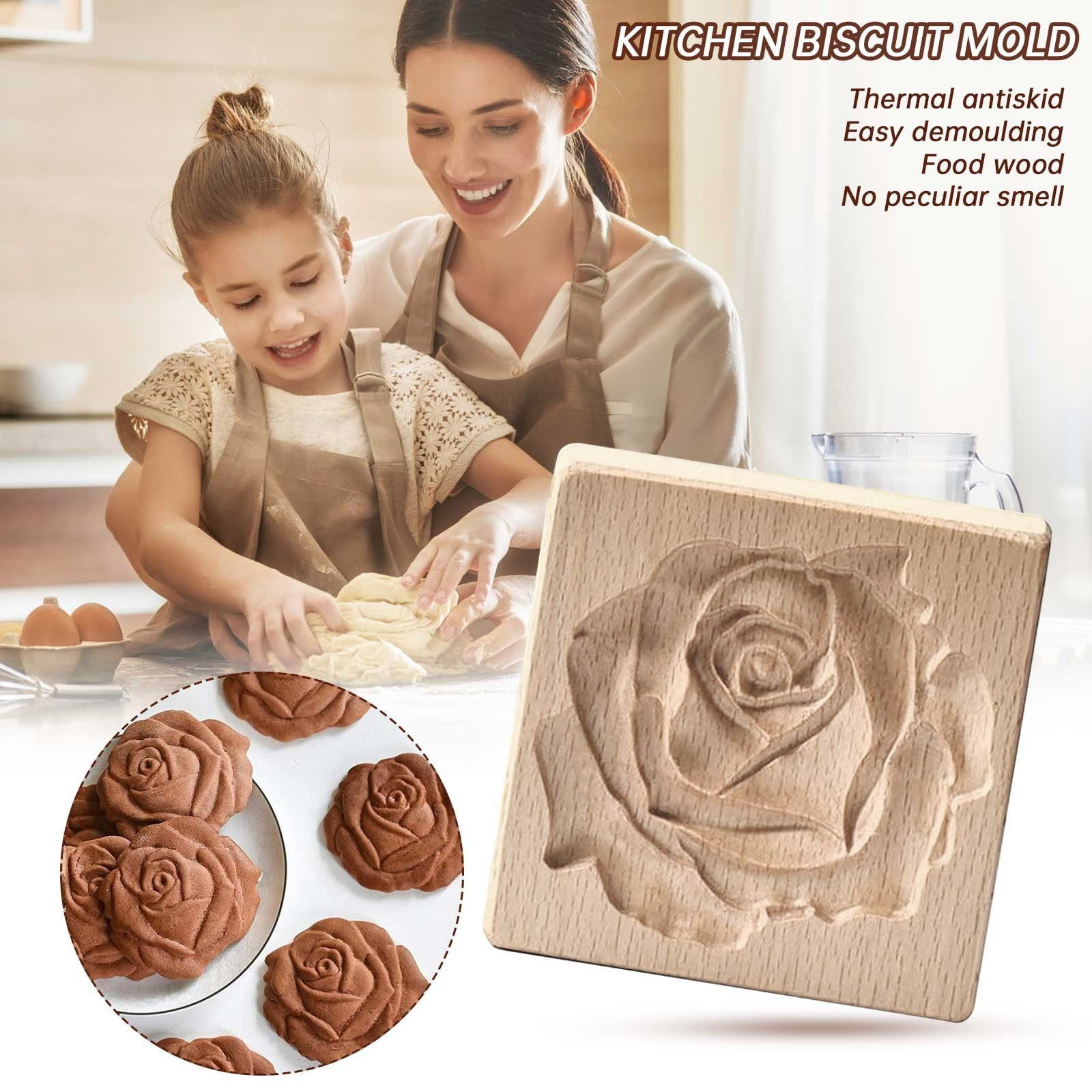ZZERHUOO DIY Baking Moulds Wooden Cookie Cookie Moulds Embossing Craft ...