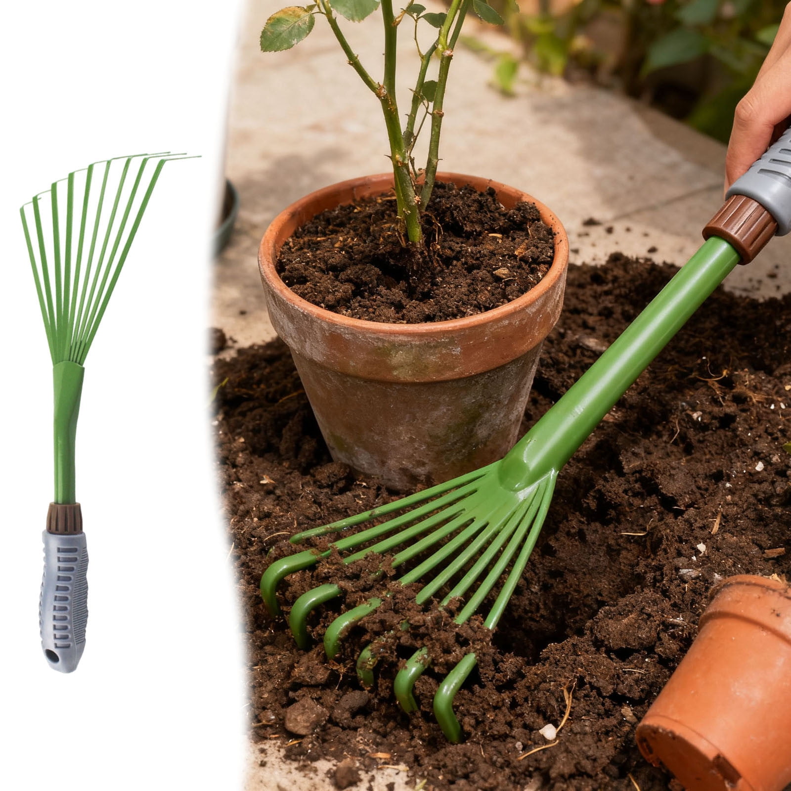ZZERHUOO Garden Small Grip Hand Fan Rake 9 Teeth Little Leaf Rake With ...