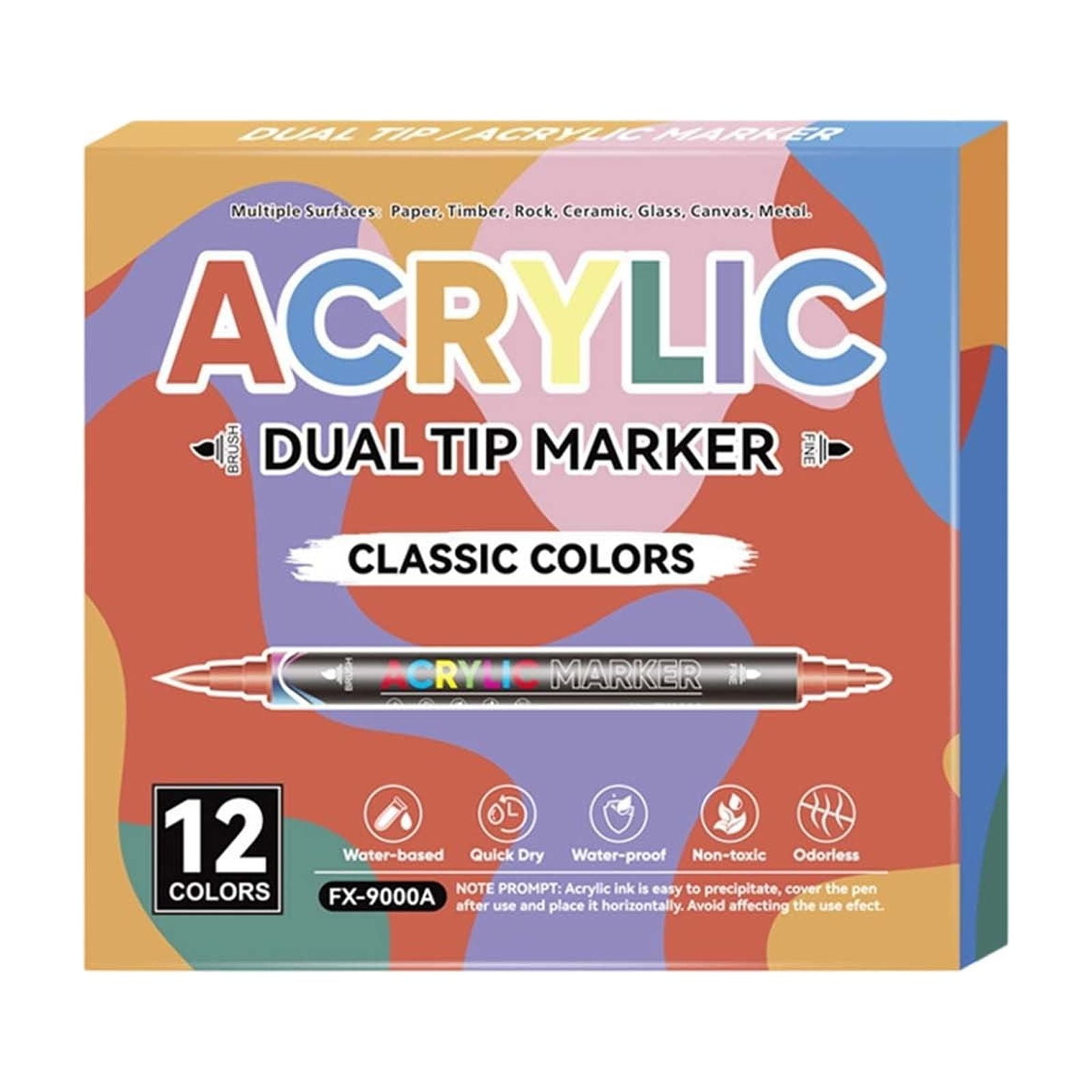 ZZERHUOO Tip Acrylic Markers With Flexible Fine And Broad Chisel Nibs ...