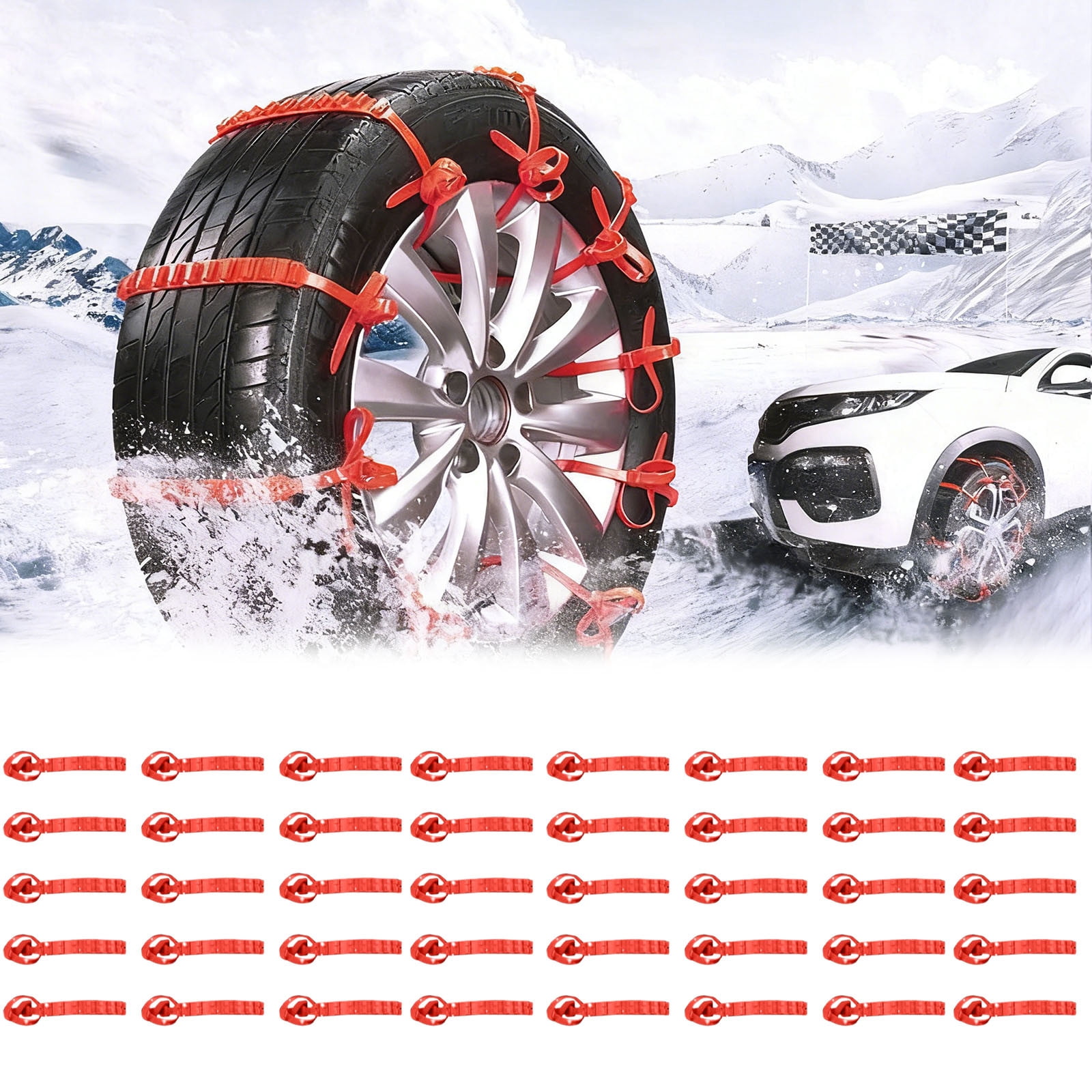 ZZERHUOO Universal Reusable Nylon Tire Chains For Winter & Powerful ...