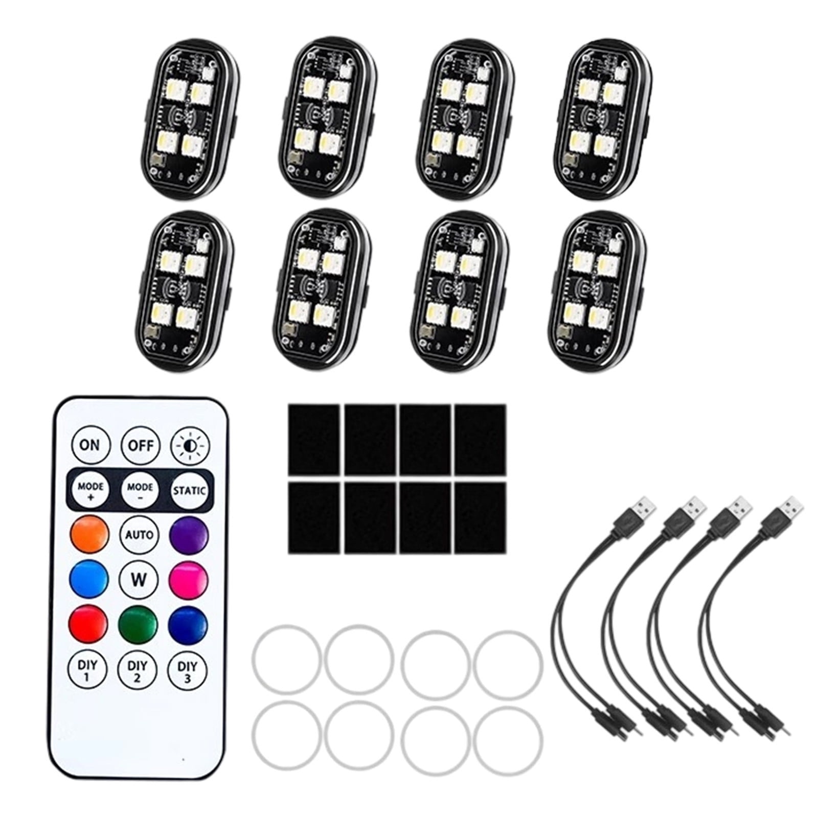 ZZERHUOO Wireless RGB LED Lights With Remote Control 8 Colors 10 Modes USB Charging Collision ...