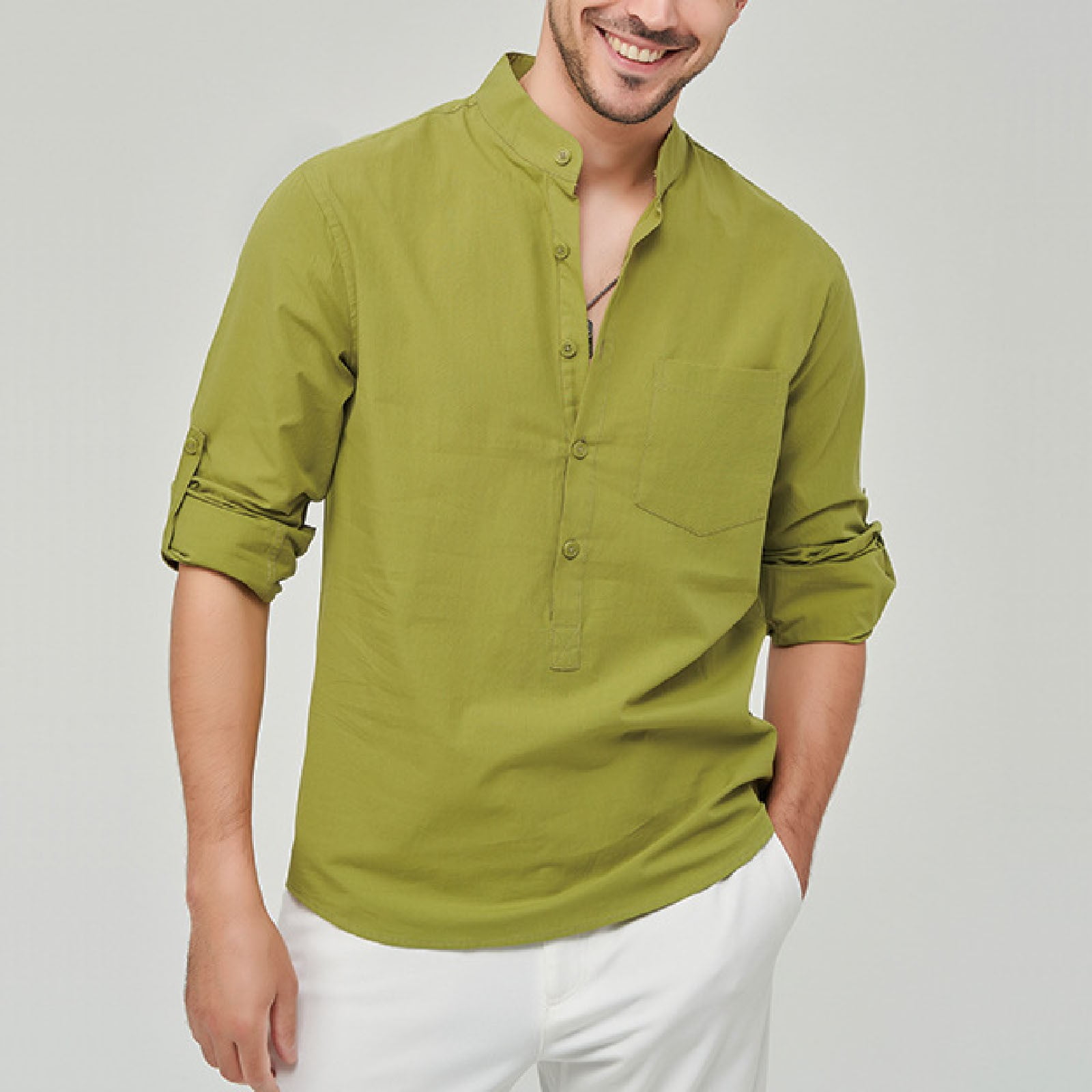 ZZHZGZ 4Th of July Red Dress Shirt Mens Casual Shirt Solid Color Shirt ...