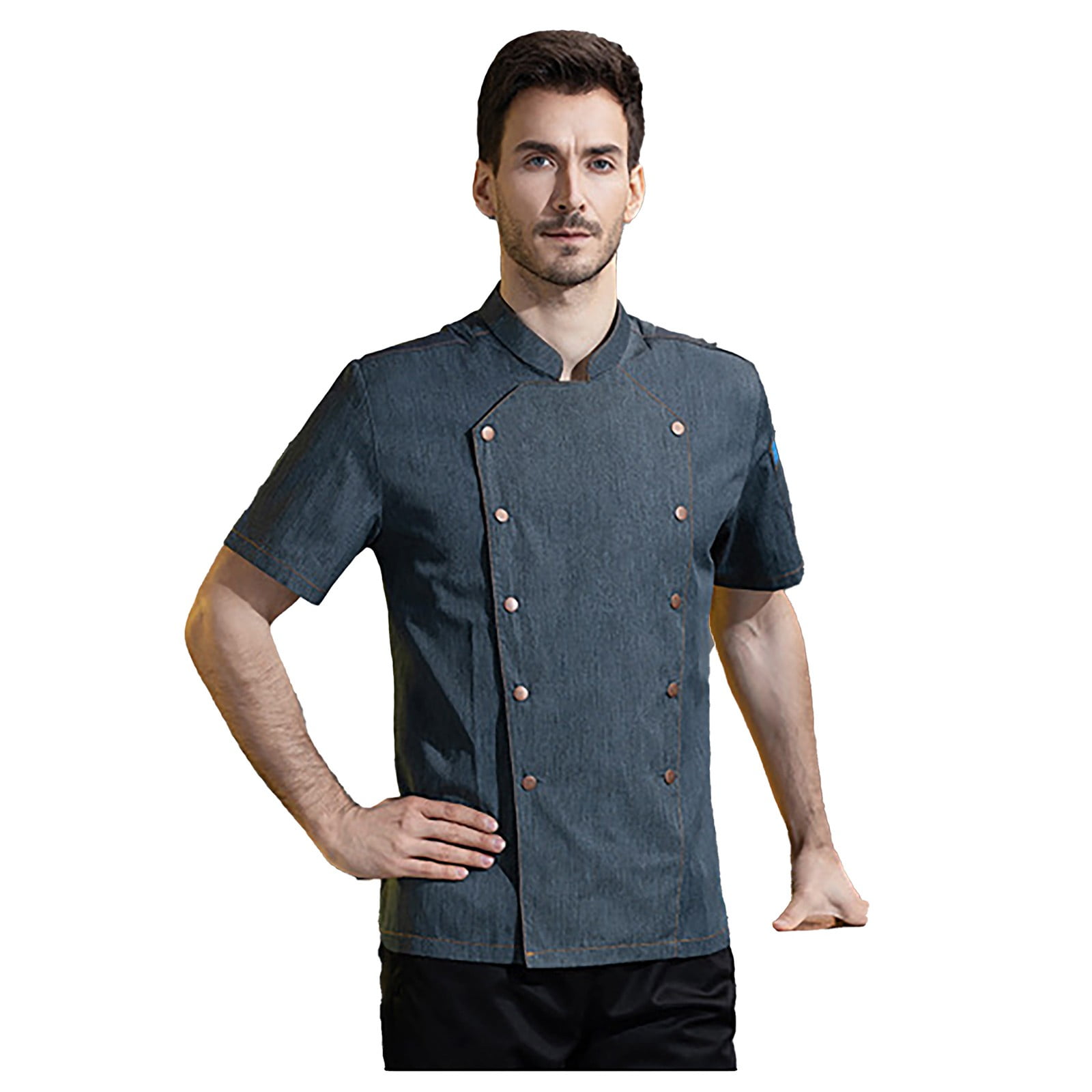 ZZHZGZ Late July Long Sleeve Linen Shirt Men Chefs Jacket Unisex Chefs ...