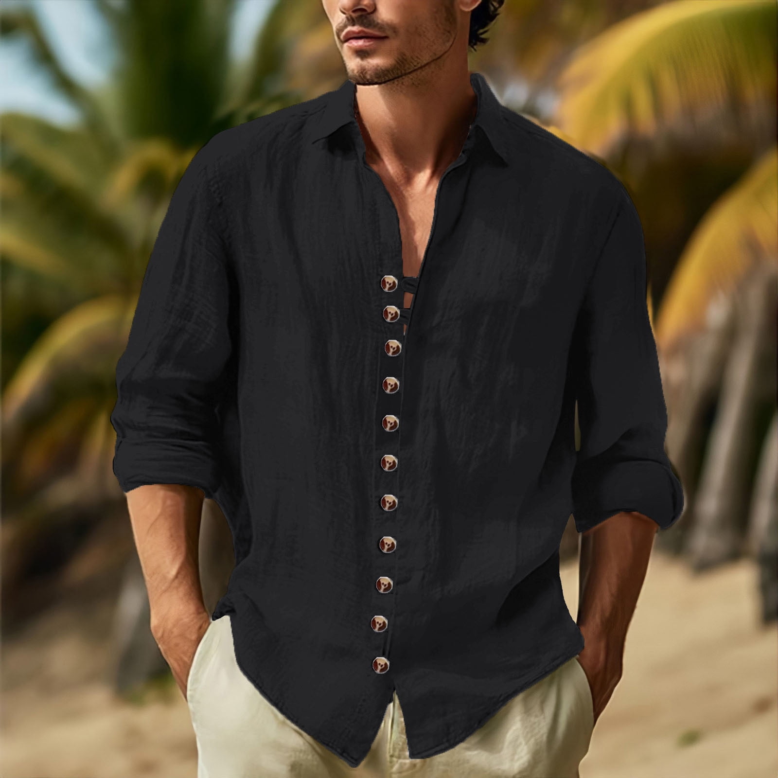 ZZHZGZ Late July Red Button down Shirt Men's Long Sleeve Lapel Shirt ...