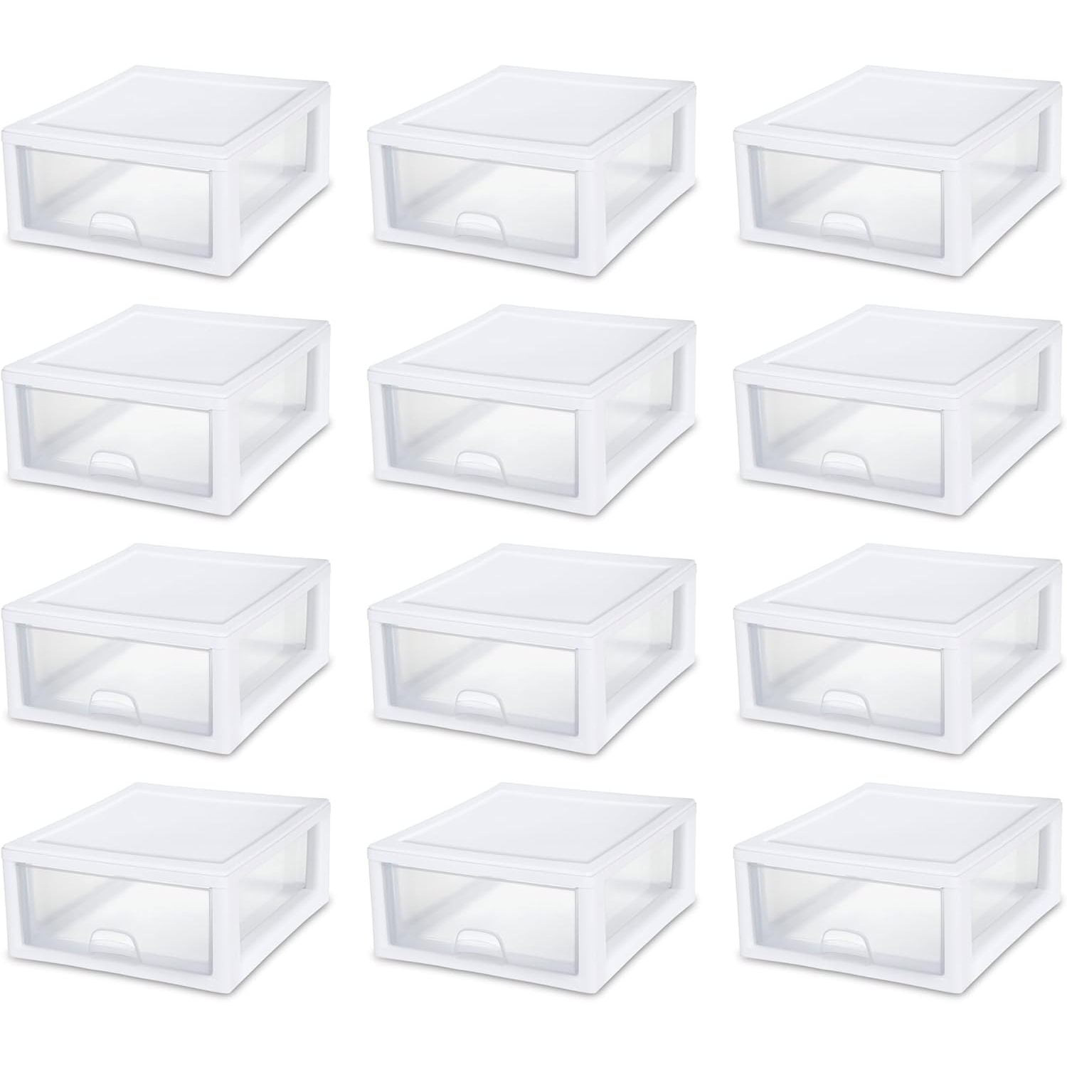 ZZJP 12-Pack Stacking Plastic Drawers, Clear Storage Closet Organizer ...