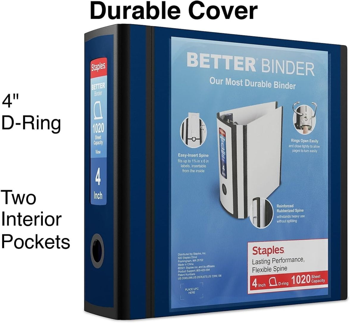 ZZJP 4-inch 3-Ring Better Binder, Navy Blue, 2/Pack (ST55816-CCVS ...