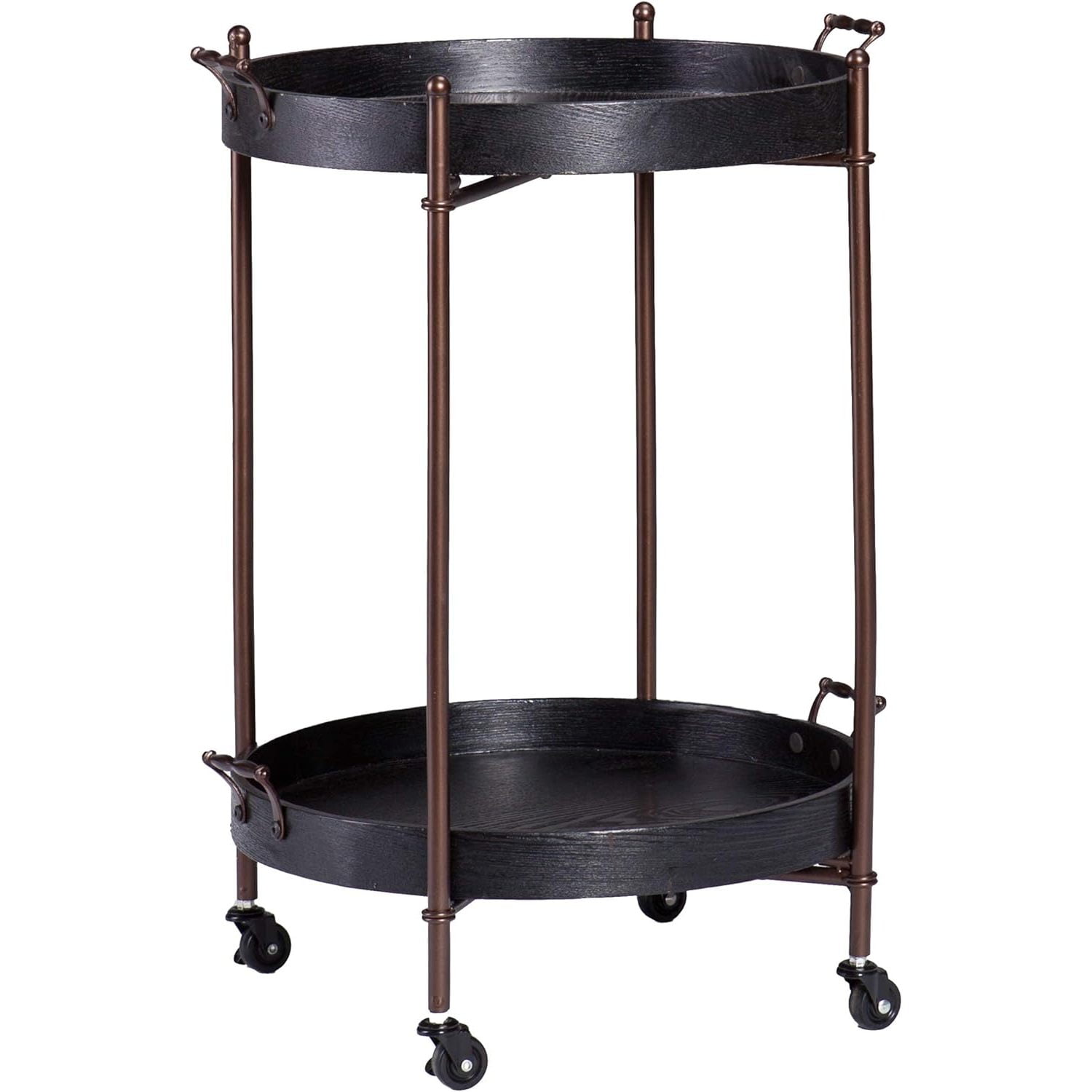 ZZJP Alfred Two-Tier Round Butler Table, Black - Walmart.com
