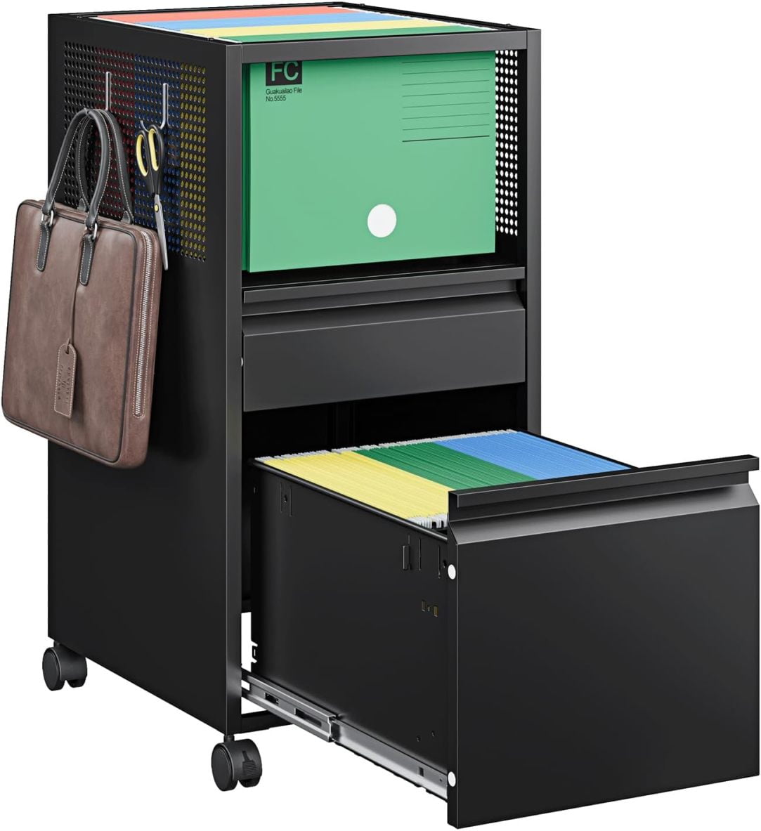 ZZJP Mobile 2 Drawer File Cabinet with Shelves, Under Desk Metal ...