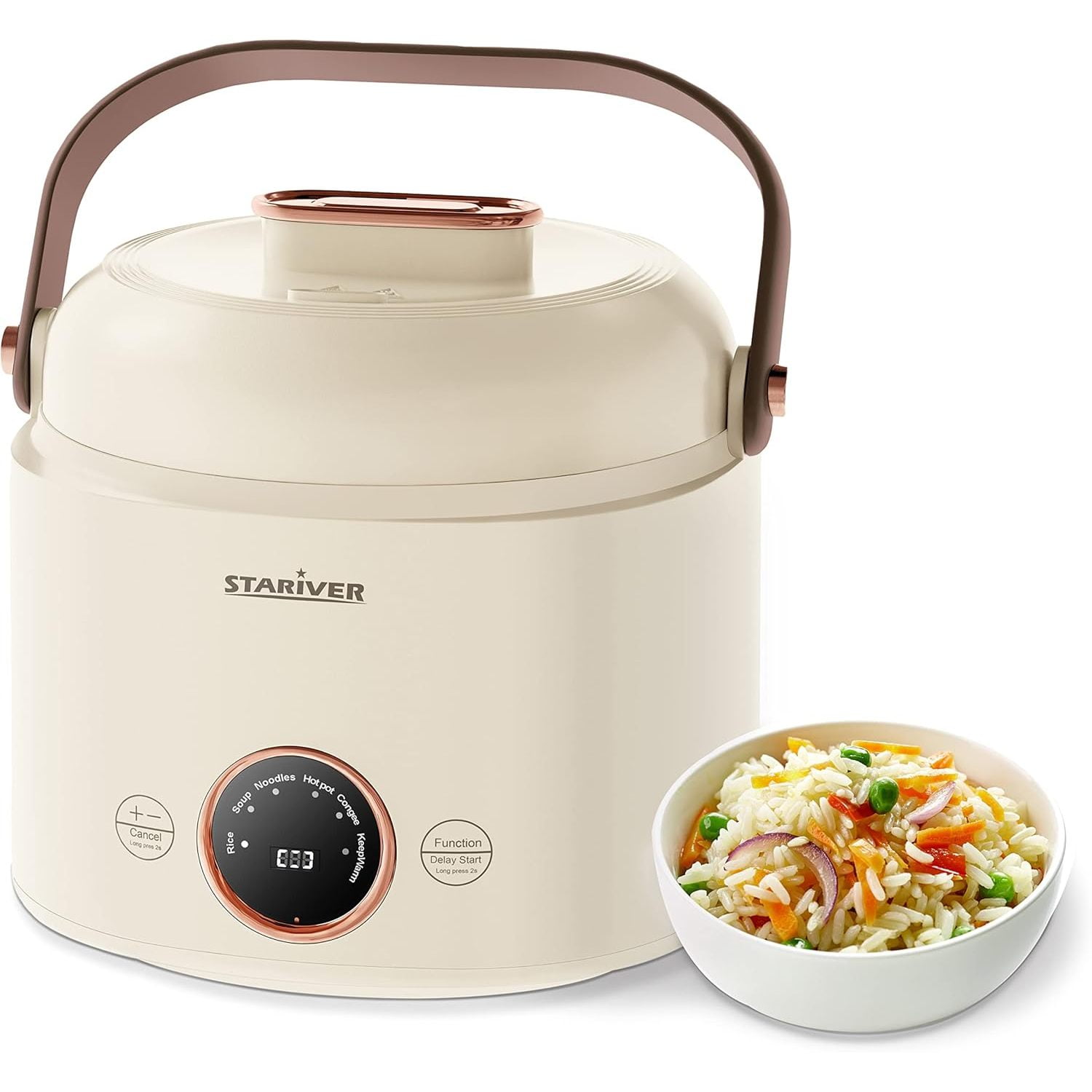 ZZJP Small Rice Cooker, 2 Cups Uncooked Mini Portable Rice Cooker with ...