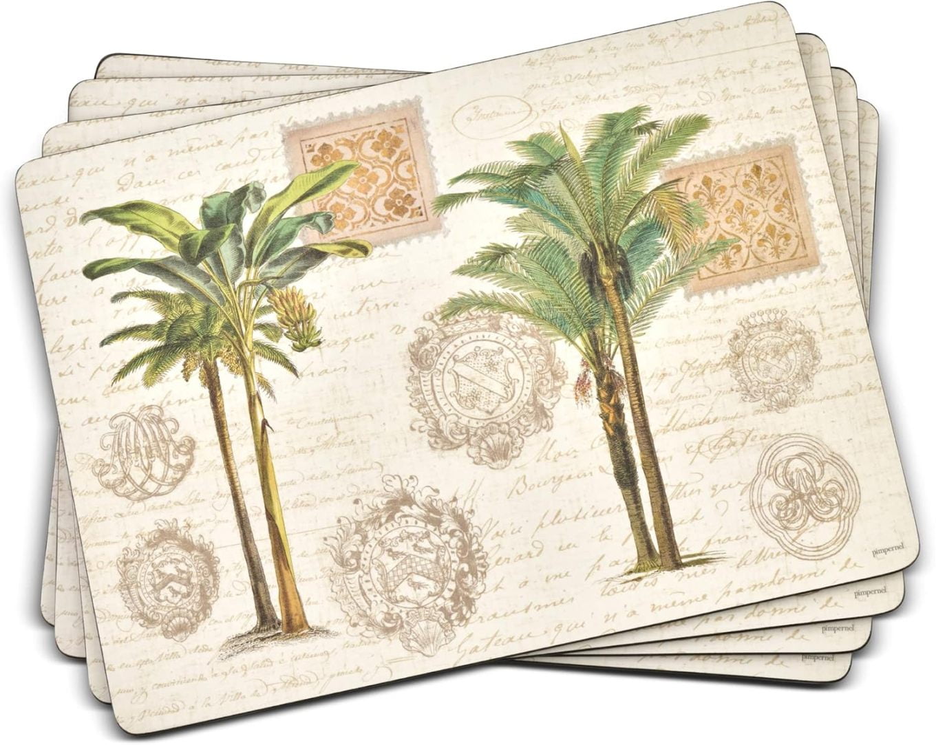 ZZJP Vintage Palm Study Placemats Set of 4 Cork-Backed Table Mats ...