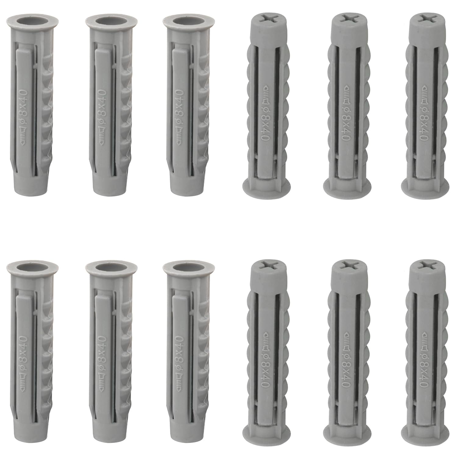 ZZLZX 12PCS Plastic Anchor Bolts 0.3x2 inches Nylon Screw Expansion ...