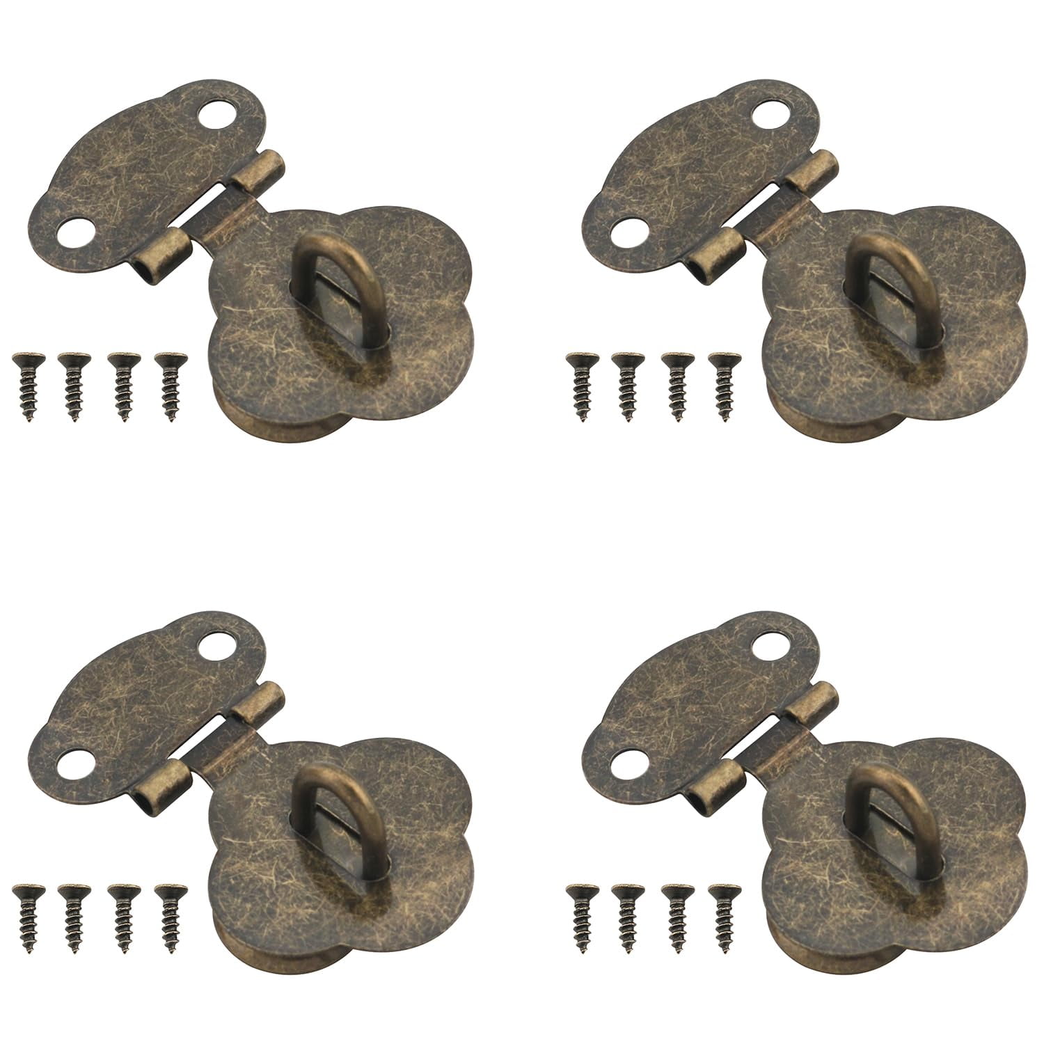 ZZLZX 4PCS Wooden Box Case Hasp Latch 16 Screws Antique Brass Wooden ...