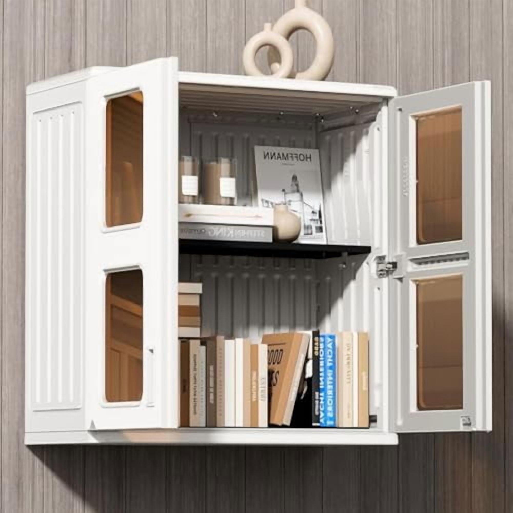 ZZM Resin Wall Cabinet Double Door,Bathroom Storage Organizer (L28*W13 ...
