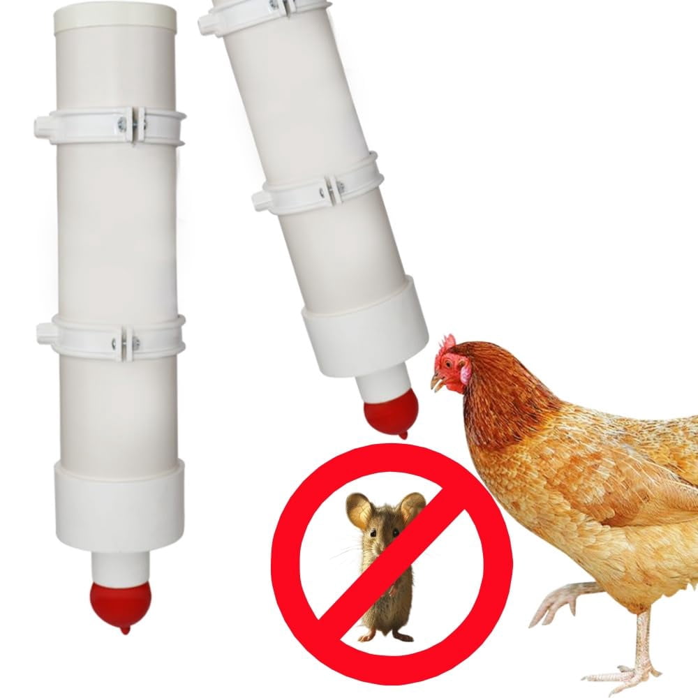 ZZOFSWORM Automatic Rodent-Proof Chicken Feeder PVC Pipe Gravity Feed ...