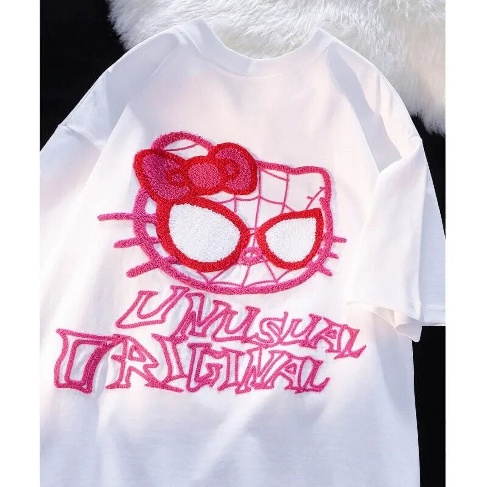 ZZPXX American High Street Hello Kitty Embroidered T-shirt for Men and ...