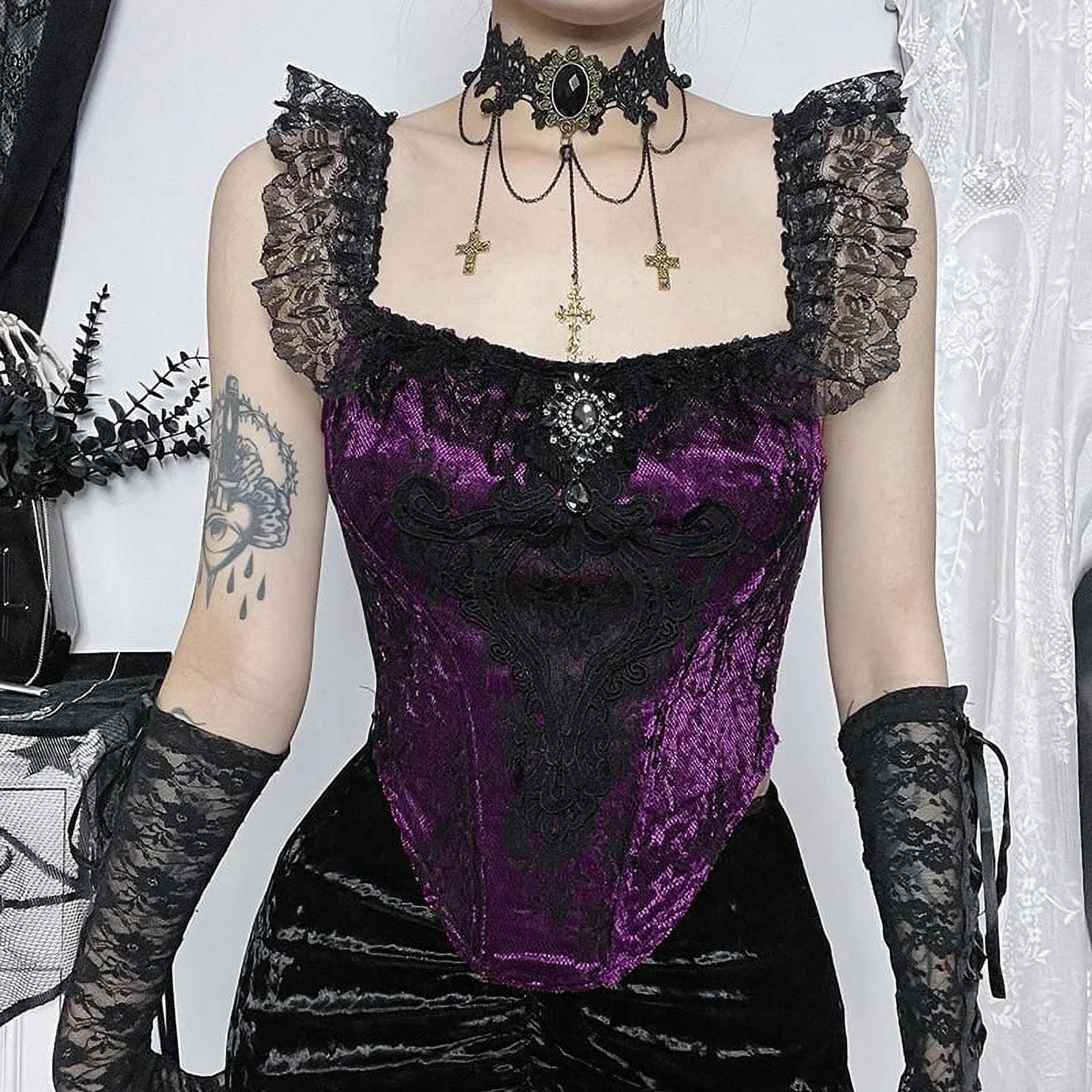 Zzpxx Goth Cross Print Lace Bodycon Crop Tops Camis Sexy Y2k Aesthetic