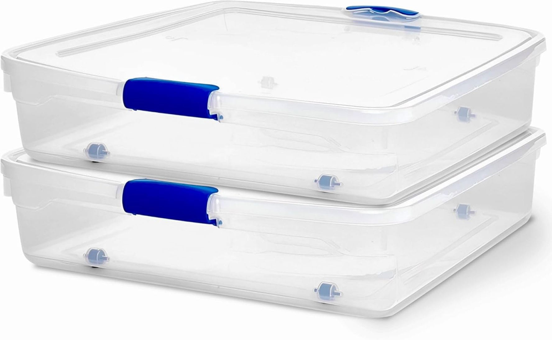 ZZSP 2-Pack Under Bed Storage, Clear Plastic Containers with Lids, 56 ...
